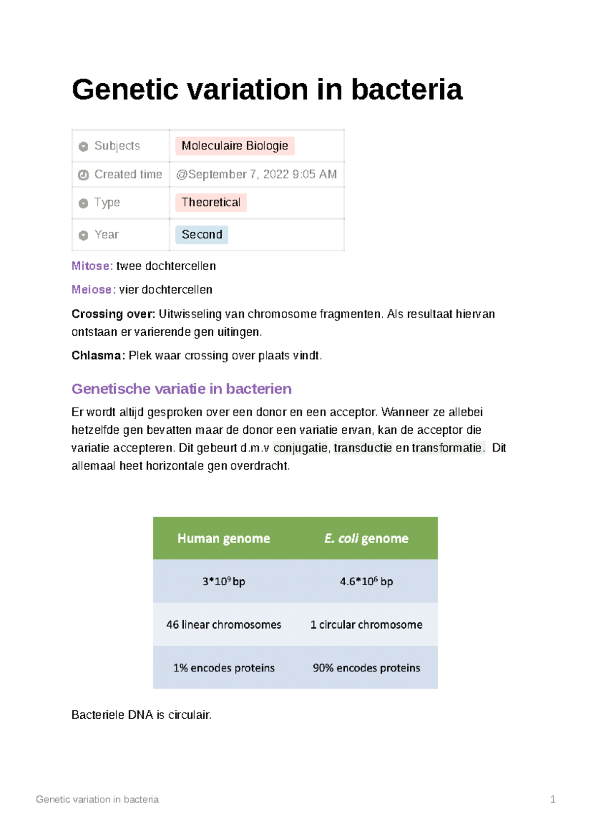 Genetic variation in bacteria - Genetic variation in bacteria Subjects ...