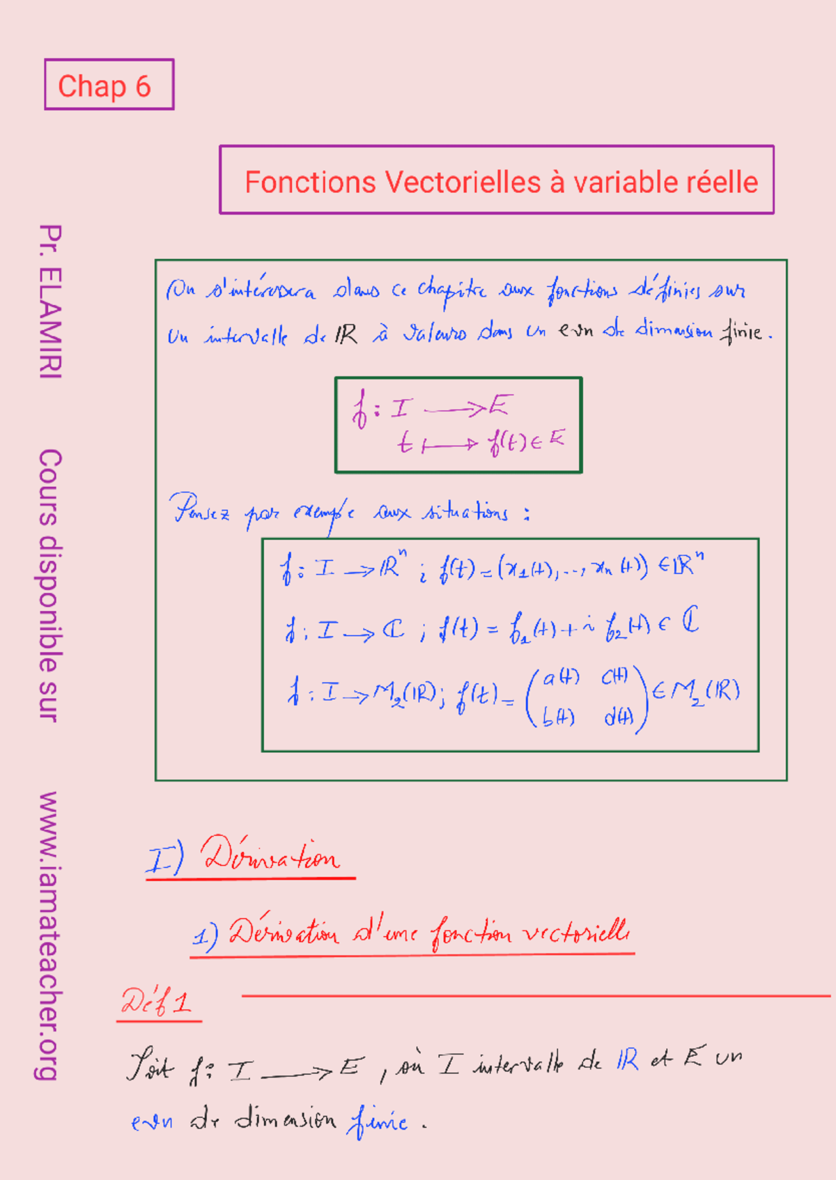 Cours Fonctions vectorielles - maths - Studocu