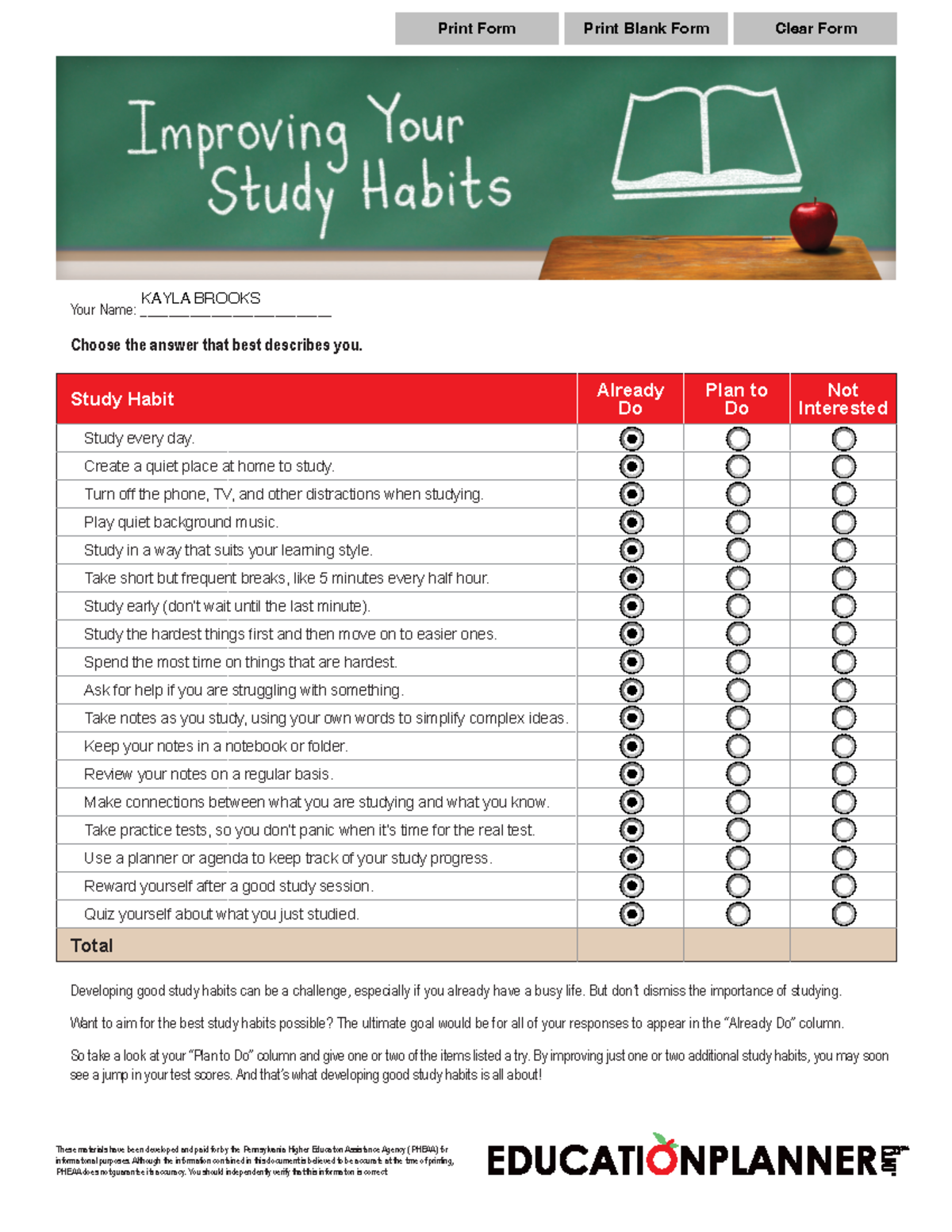 Improving Study Habits - These materials have been developed and paid ...