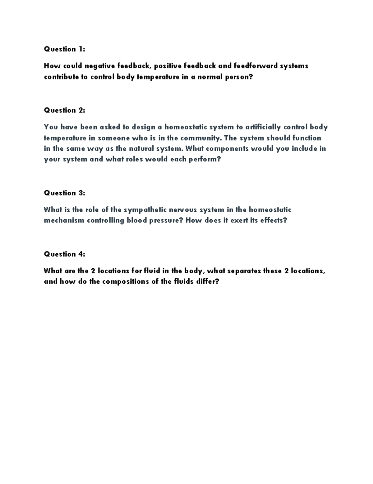 1170 mid-semester sample SAQ - Question 1: How could negative feedback ...