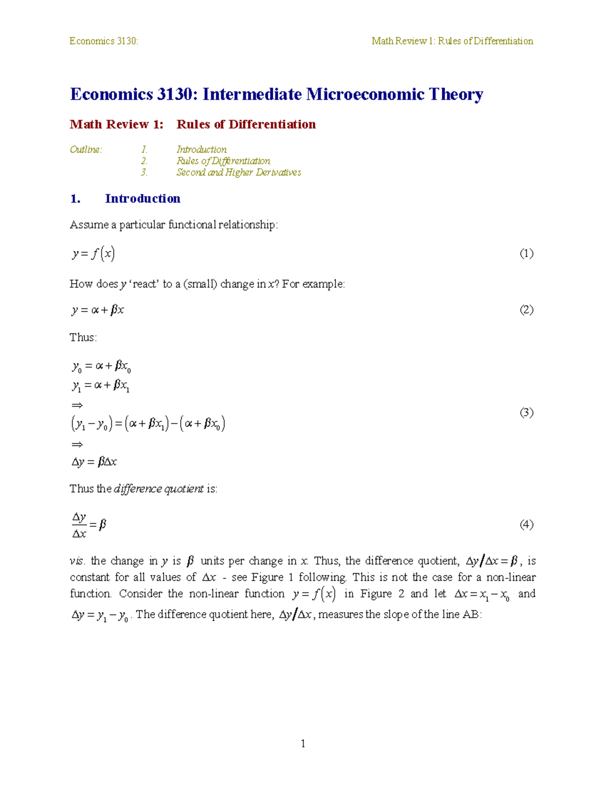 Econ3030Math Review 1 - Economics 3130: Intermediate Microeconomic ...