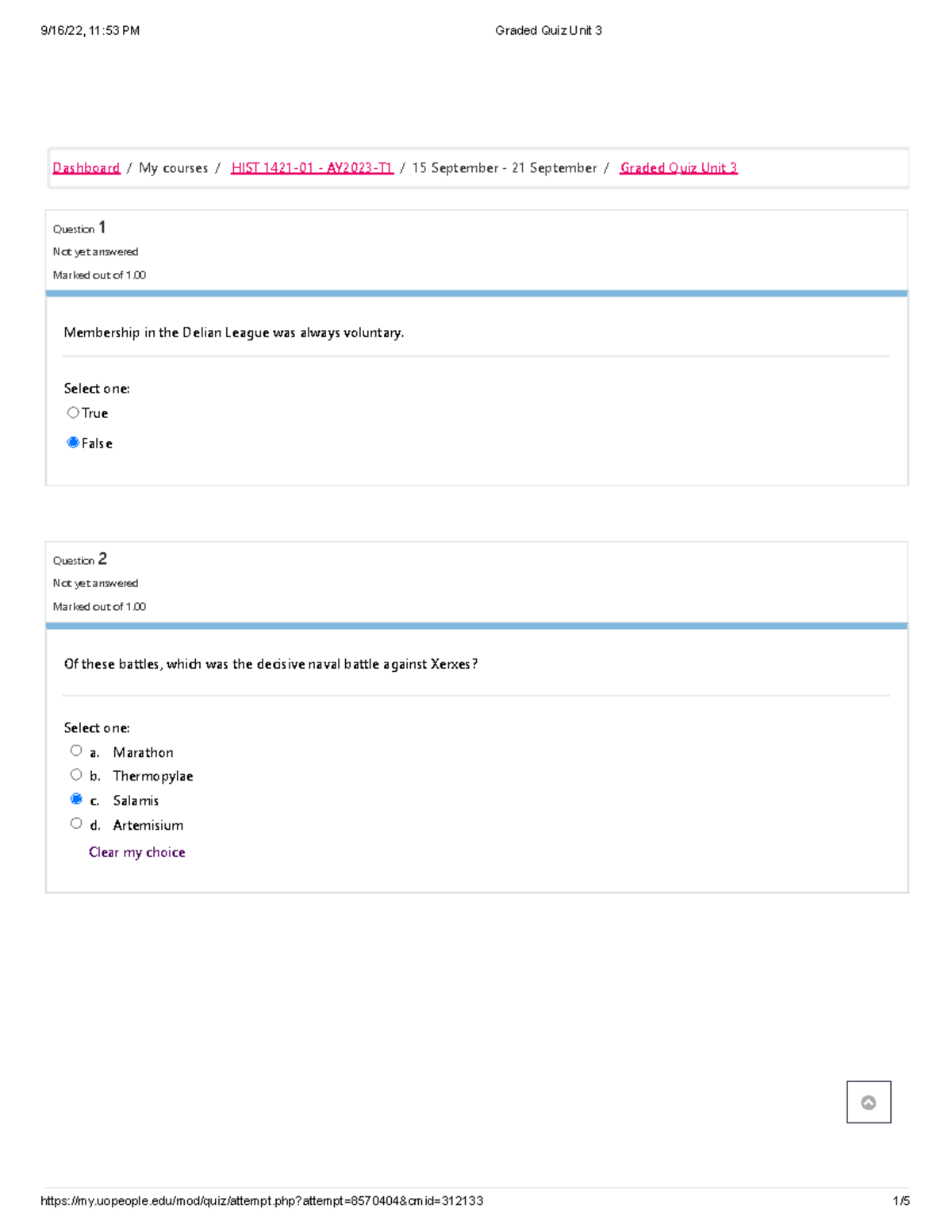 Hist1421 Graded Quiz Unit 3 - Question 1 Not yet answered Marked out of ...