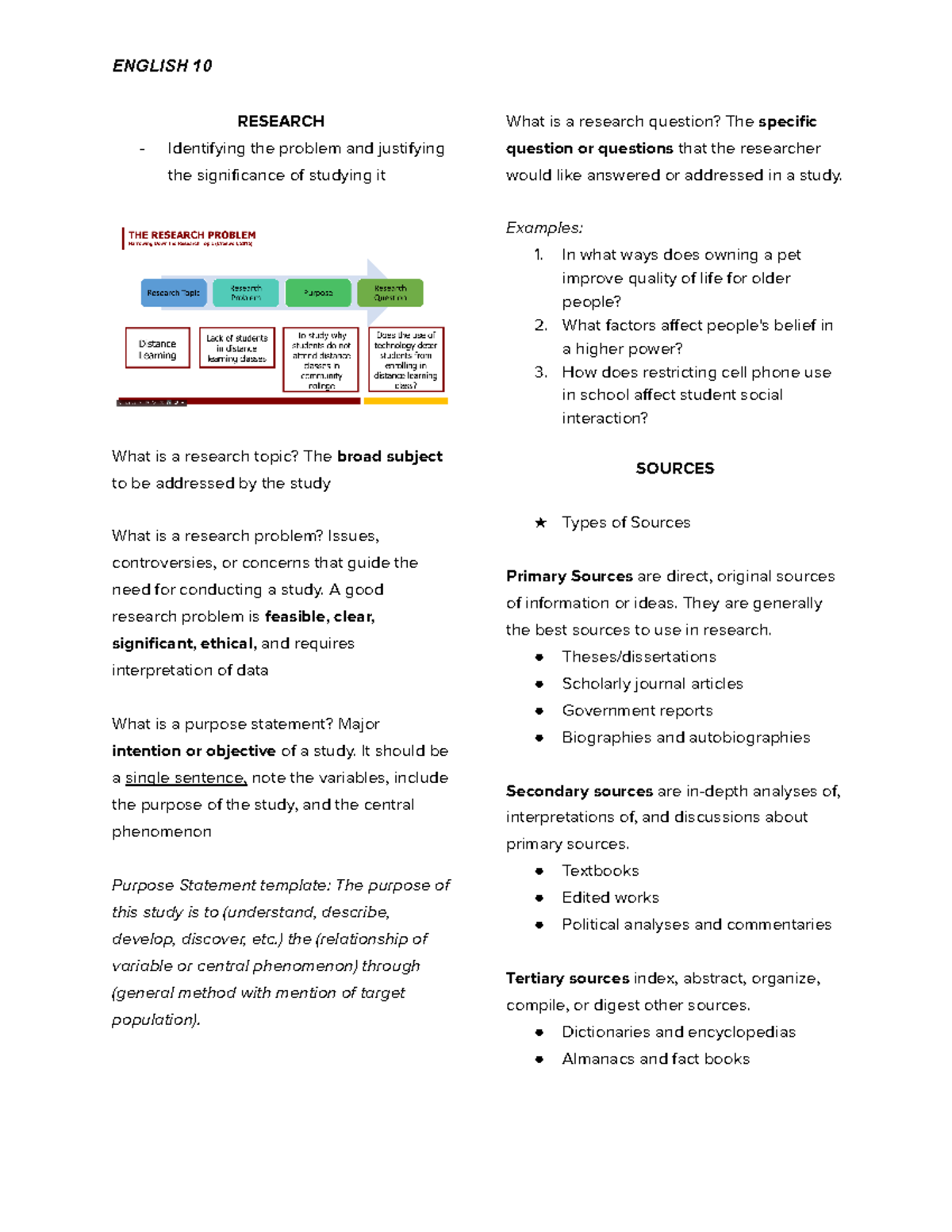English Grade 10 Fourth Quarter Reviewer - ENGLISH 10 RESEARCH ...