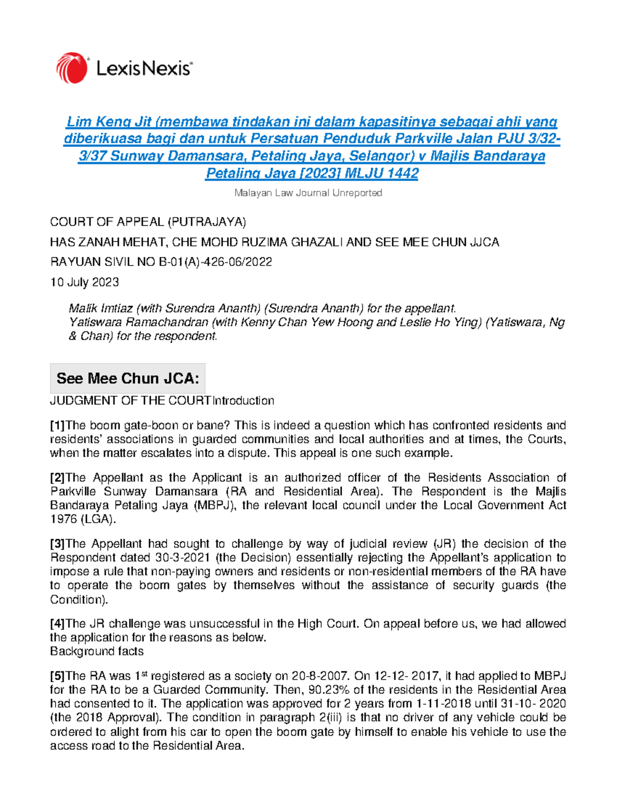 Lim Keng Jit (membawa tindakan ini dalam kapasitinya sebagai ahli yang ...