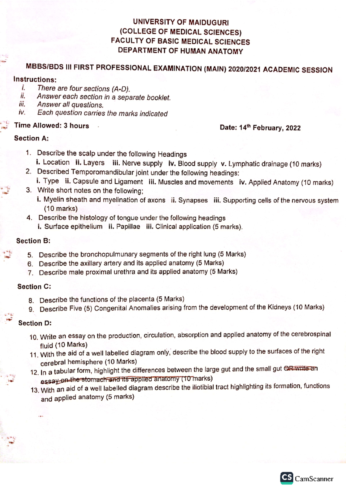 Exams MBBS - Past questions - Medicine and surgery - Studocu