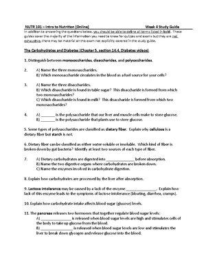Week 7 Study Guide - NUTR 101 – Intro to Nutrition (Online) In addition ...