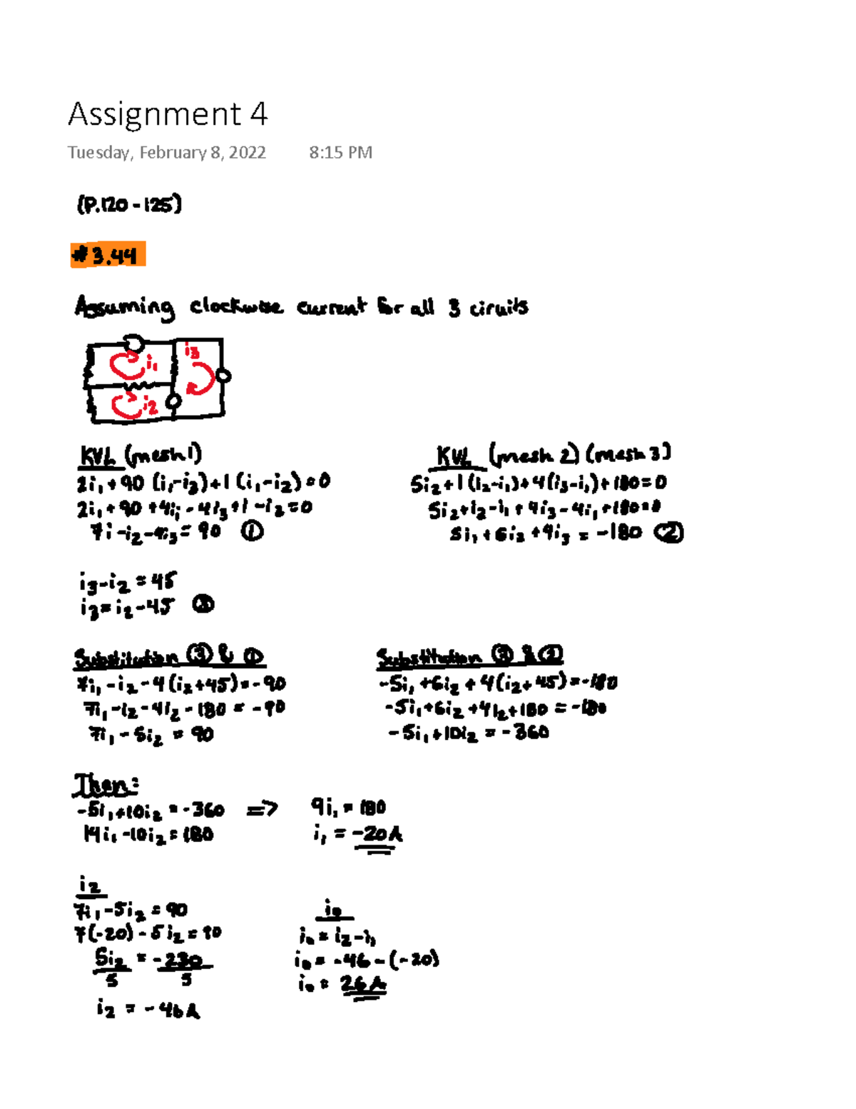 Assignment 4 - A 3 2 KVL 0 KVL 2 V. 20K x 50 15mv V. 20x50 KIo 15mv Vo Io 15mv KI. R T l2 l2 ...