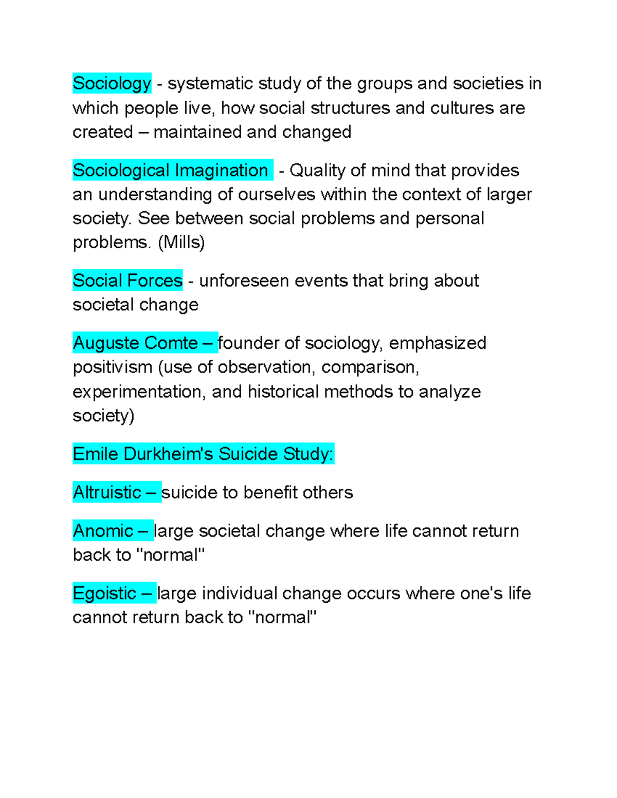 Sociology exam review 1-3 - Sociology - systematic study of the groups ...
