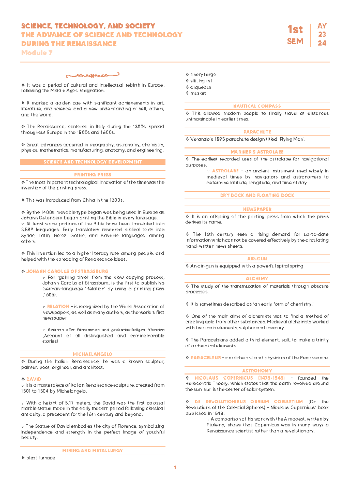 STS Module 7 The Advancement of Science and Technology During the Renaissance - SCIENCE ...