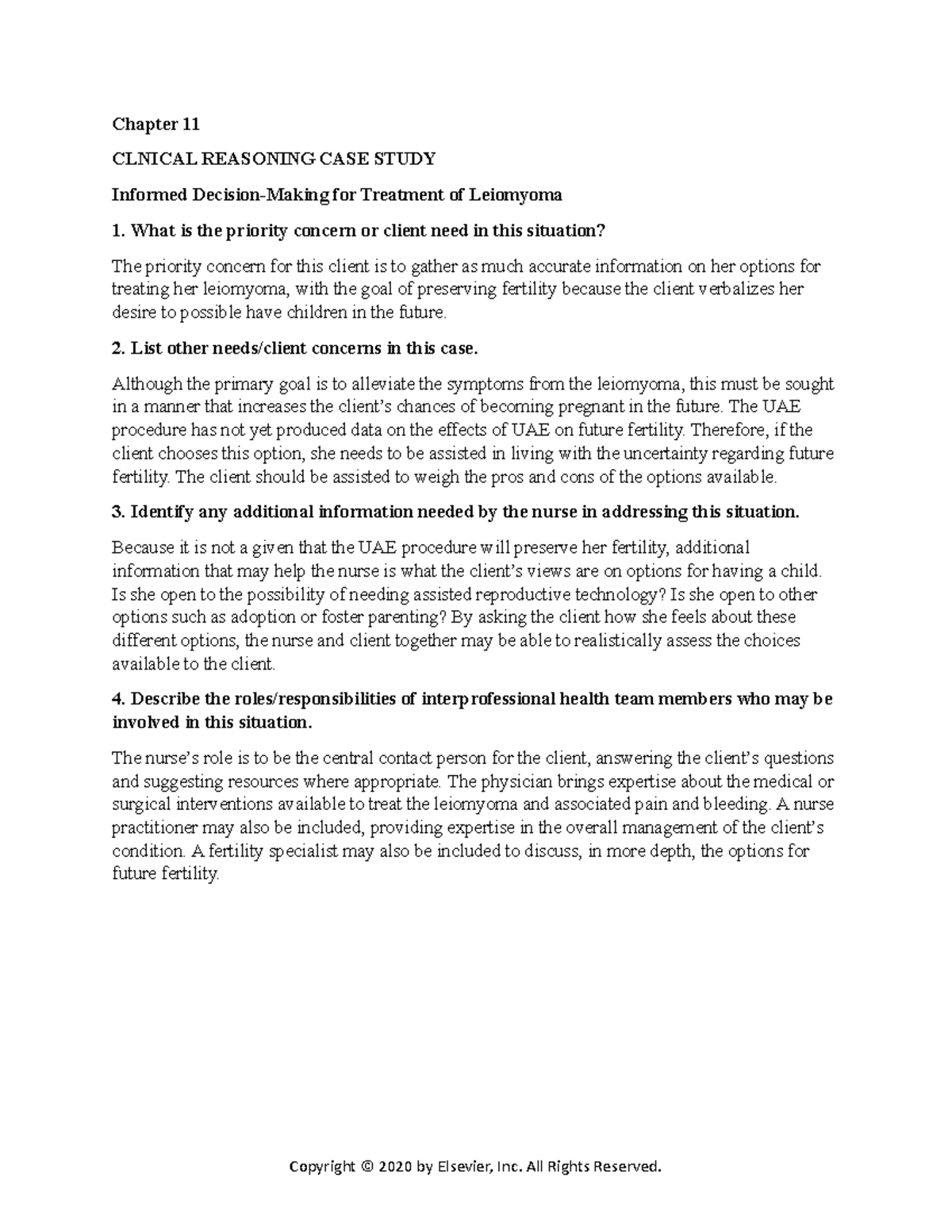 Chapter 011 - case file answers for cht 11 - Chapter 11 CLNICAL ...