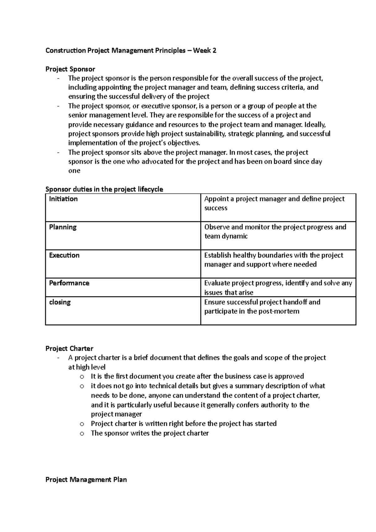 Construction Project Management Principles - Week 2 - They are ...