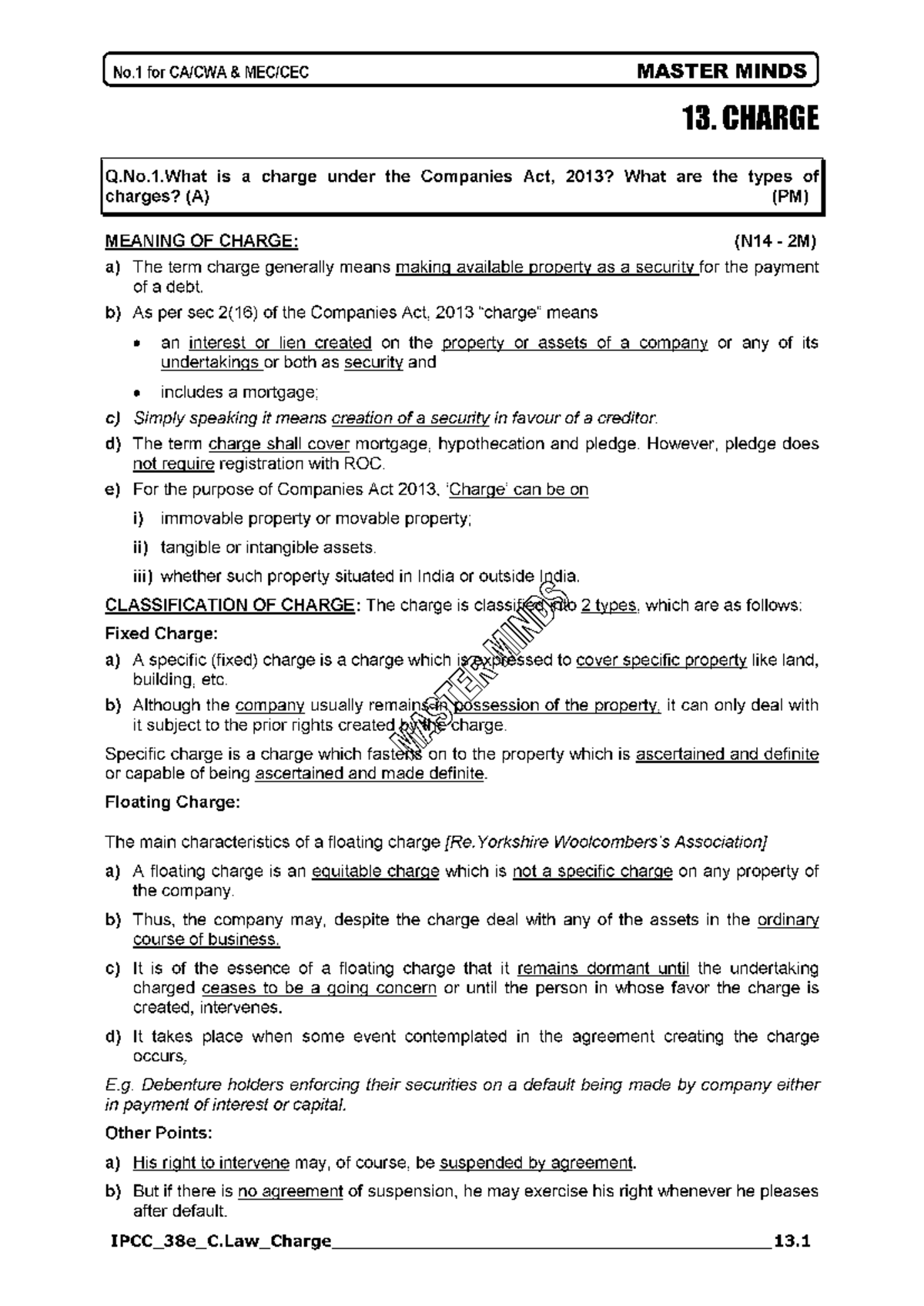 Company Act Charge Notes - BALLB - Powered by TCPDF (tcpdf)Powered by ...