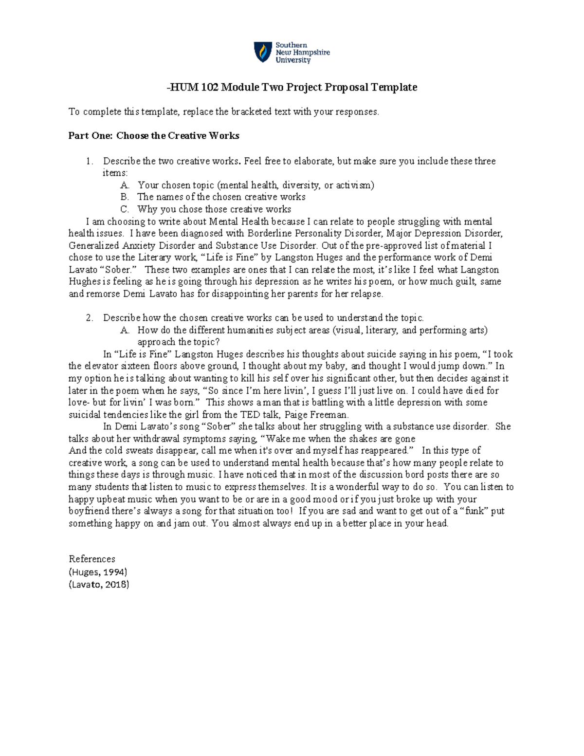 HUM 102 Week 2 Assignment -HUM 102 Module Two Project Proposal Template To complete this ...