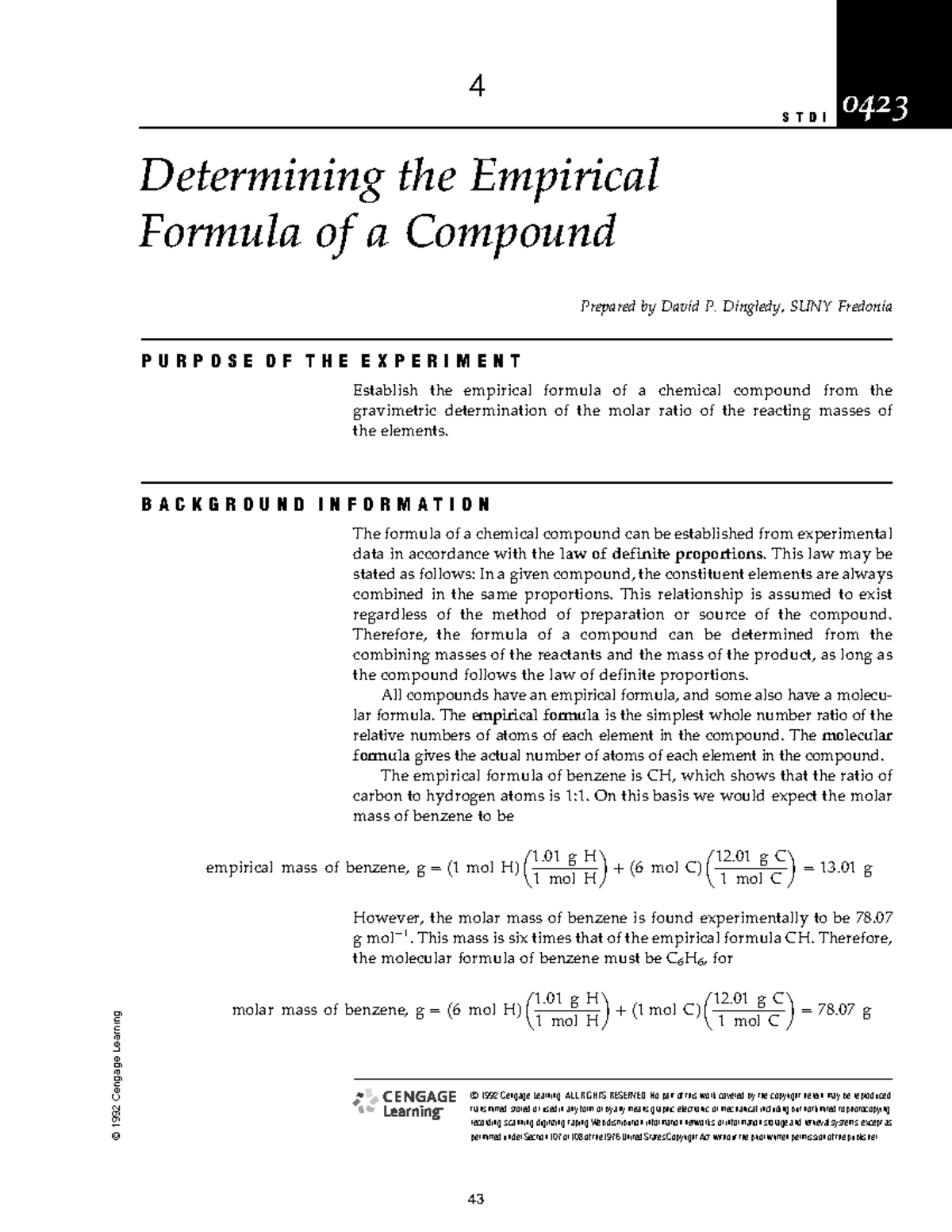 Lab5 Determiningthe Empirical Formulaofa Compound - Determining the ...