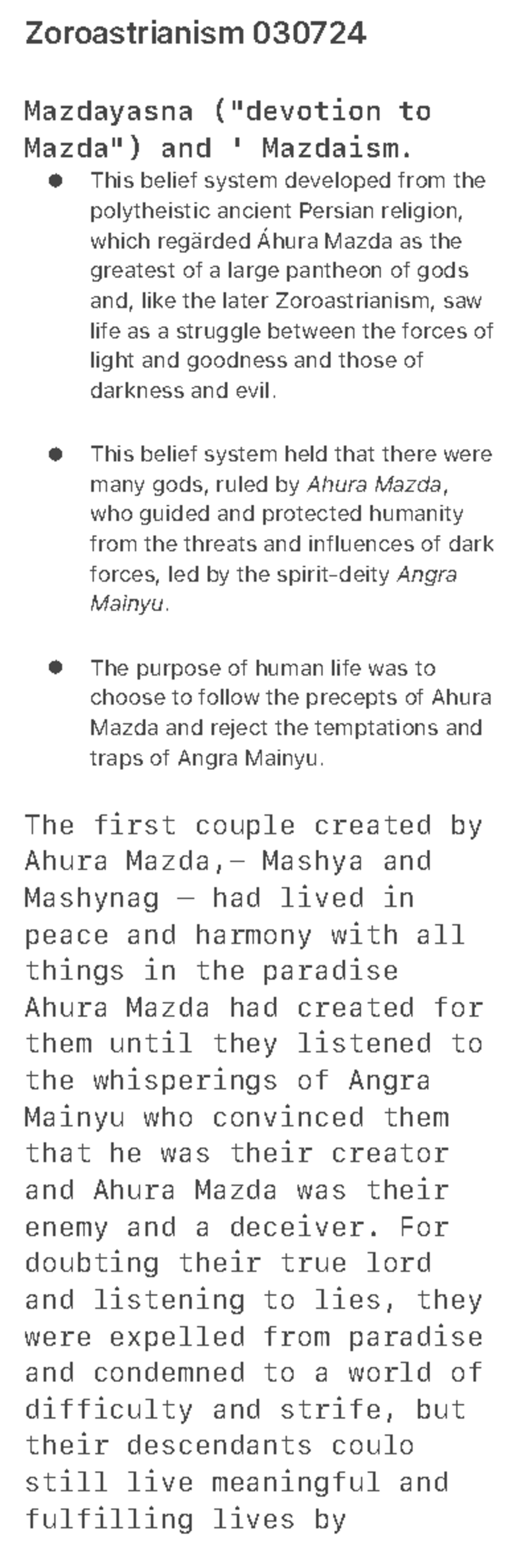 Zoroastrianism-030724 - Zoroastrianism 030724 Mazdayasna ("devotion to ...