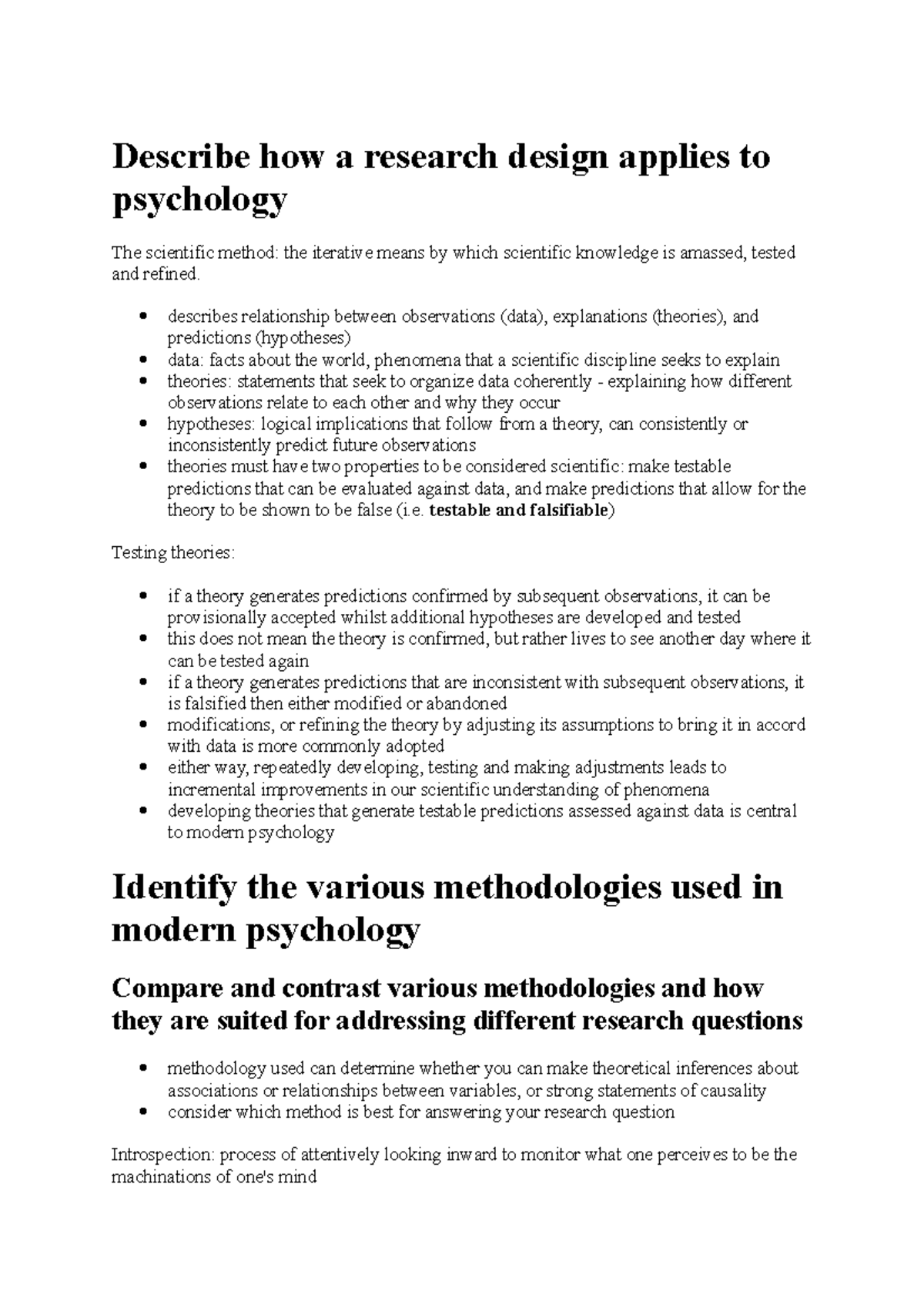 Neur1020 modules 1-5 - Describe how a research design applies to ...