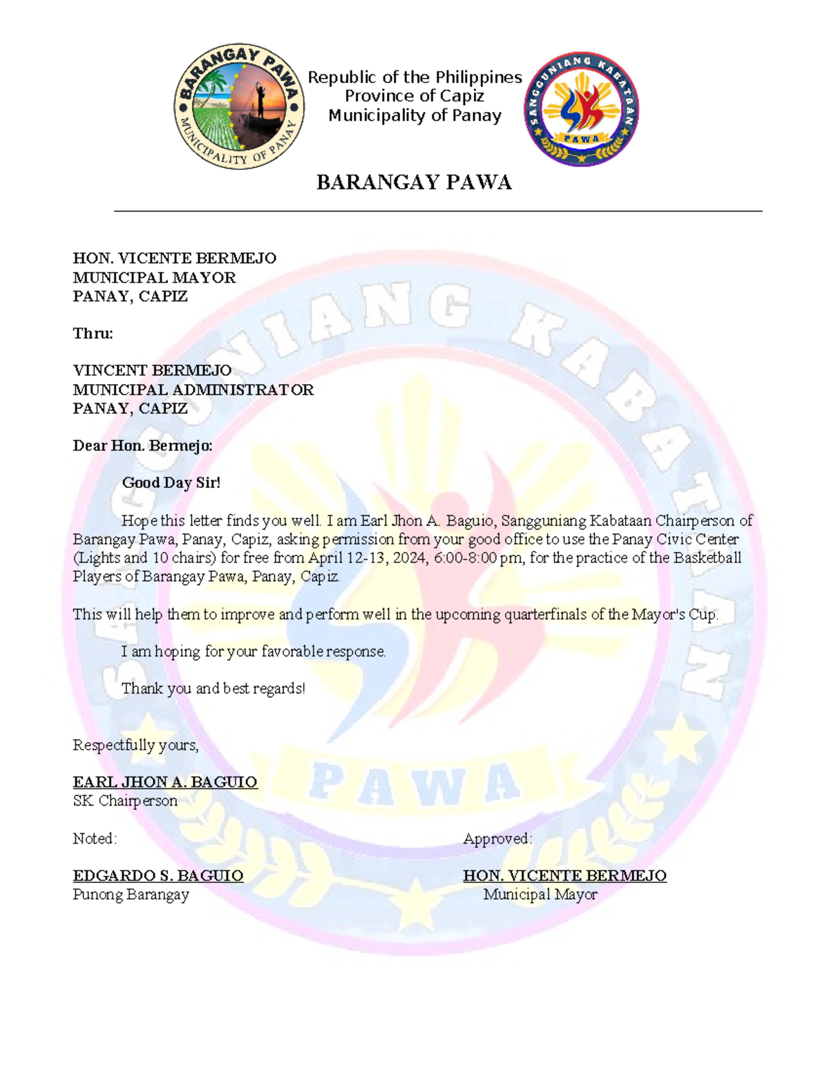 Resolution for brgy. - Republic of the Philippines Province of Capiz ...