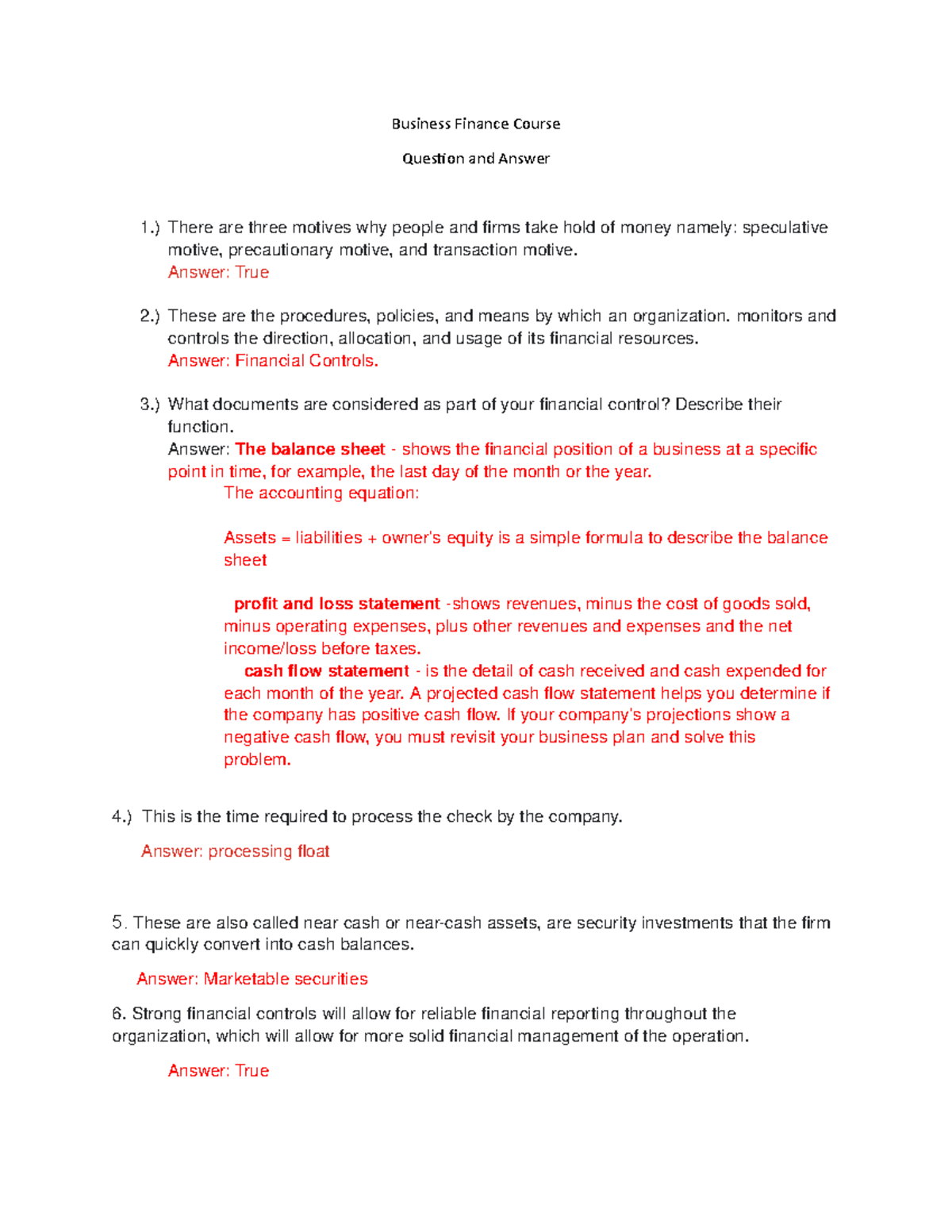 Business Finance question and answer - Business Finance Course Question ...