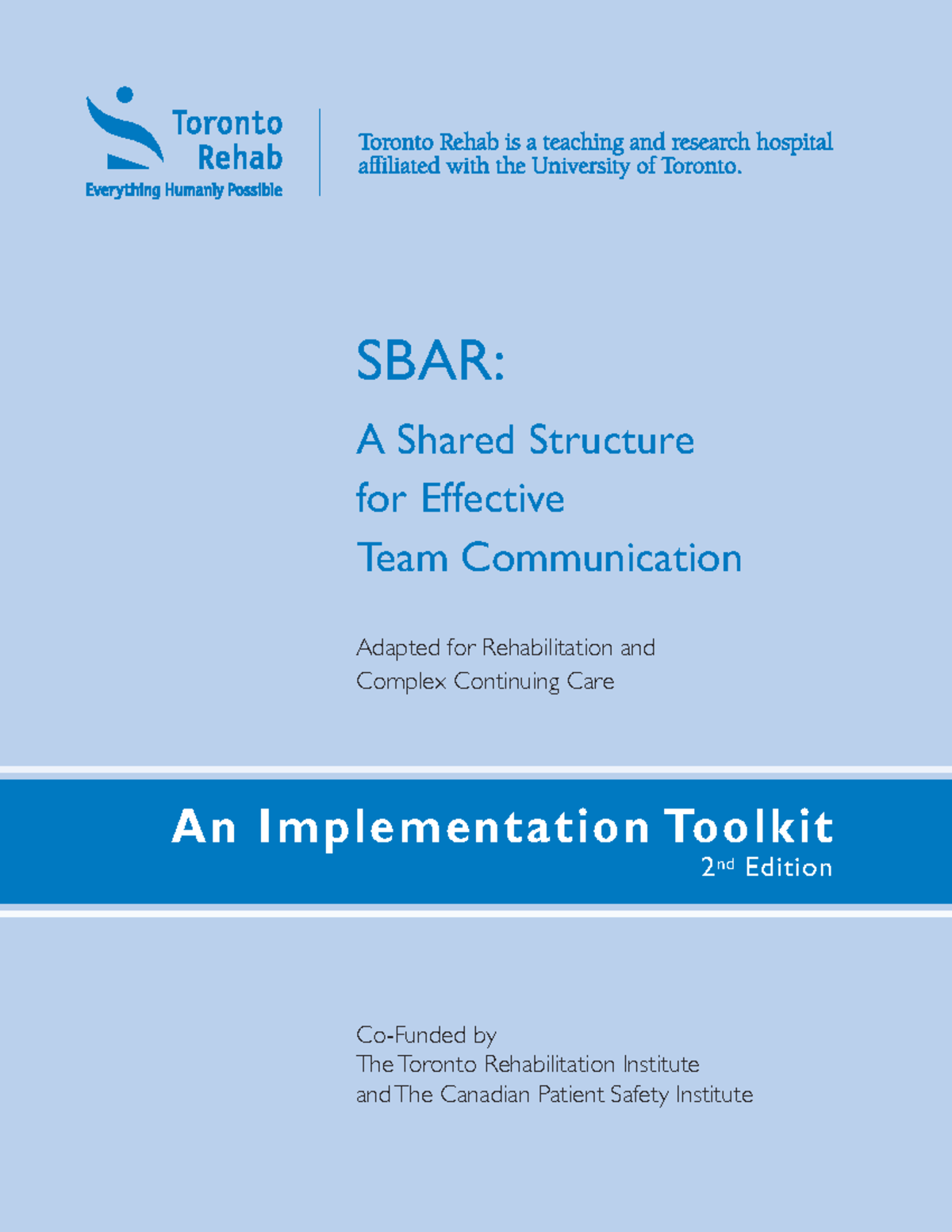 SBAR Toolkit - SBAR documentation - An Implementation Toolkit 2 nd ...