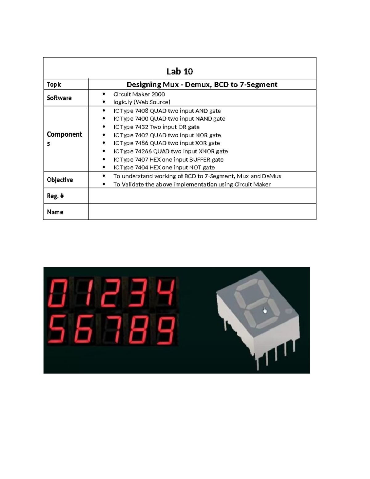 S24 DLD LAB10 - Lab 10 Topic Designing Mux - Demux, BCD to 7-Segment ...