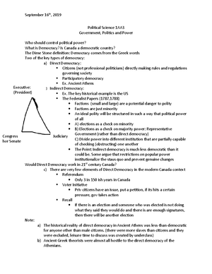 Polisci 1AA3 Polisci Lectures - What is Politics The actions of ...