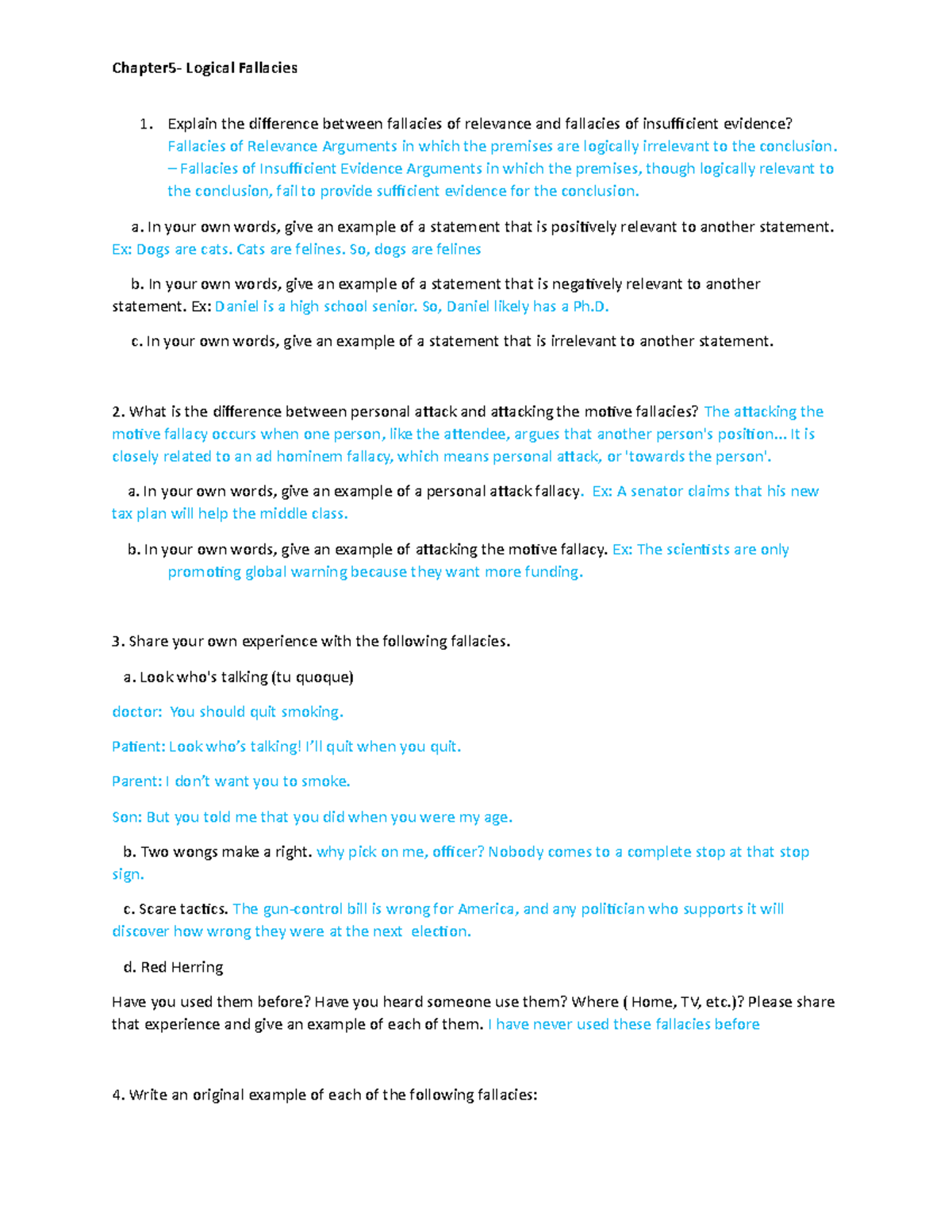 Chapter 5 Discussion - Humanities 115 Assignment includes the answers ...