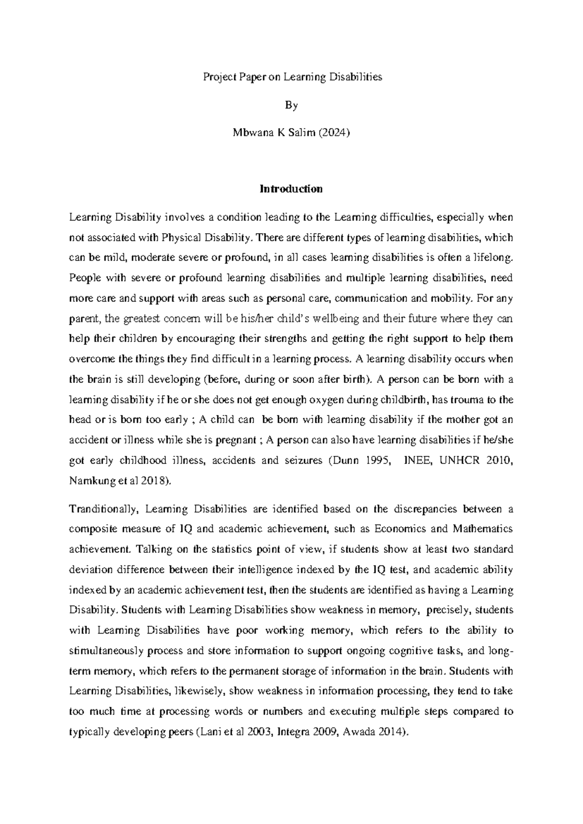 Learning Disabilities - Project Paper on Learning Disabilities By ...