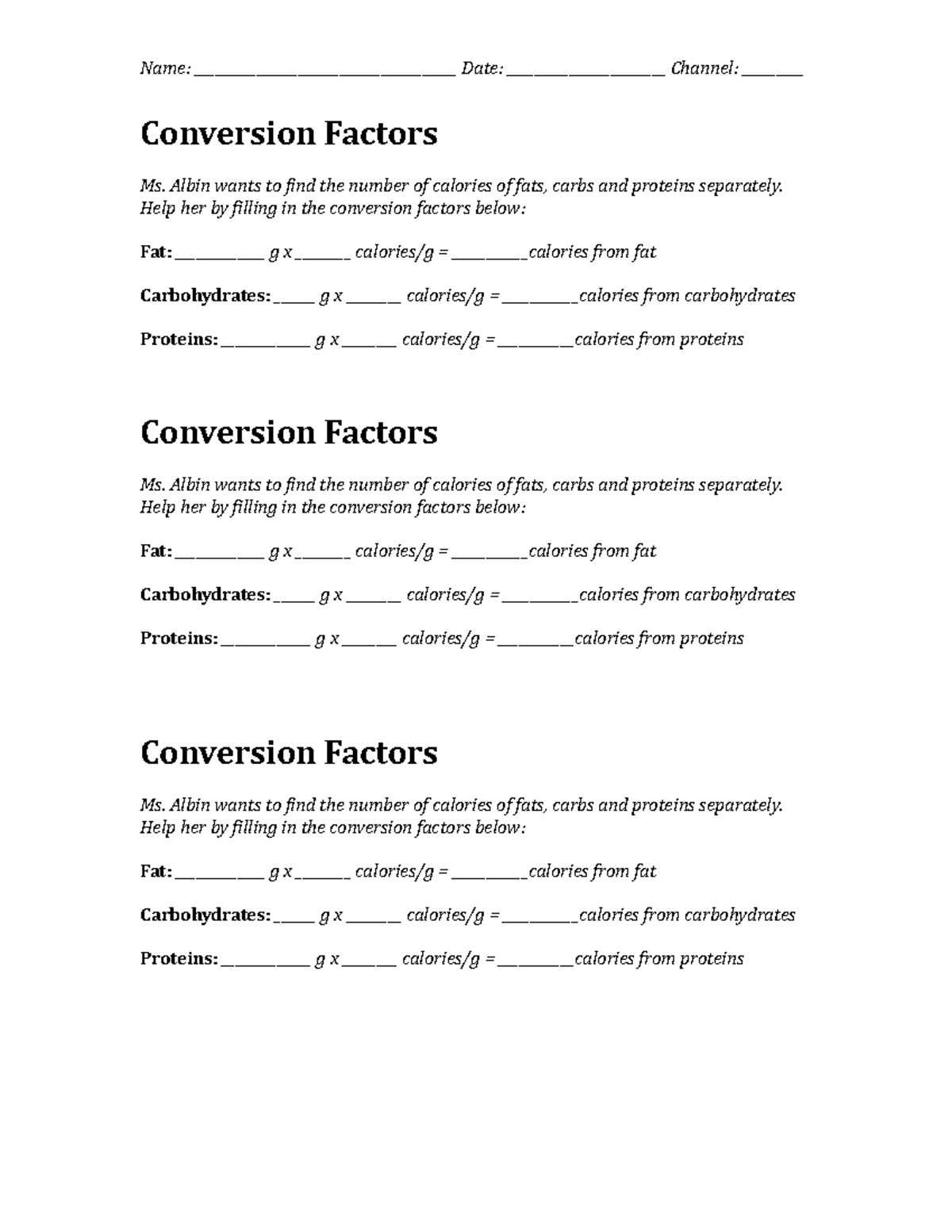 Conversion Factors - This is an opener that converts between grams and ...