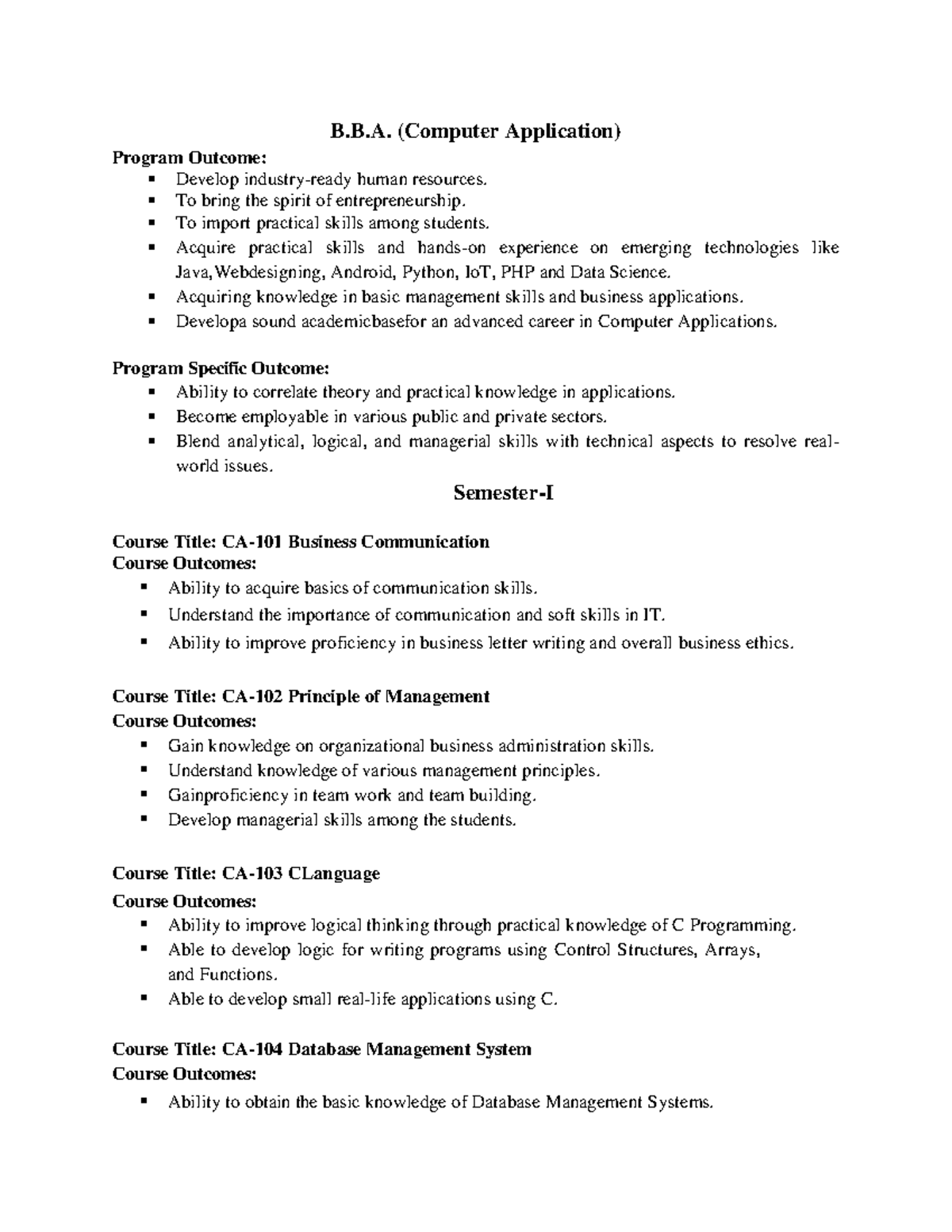 BBA-C - Jzhsgdkxhhxjf - B.B. (Computer Application) Program Outcome ...