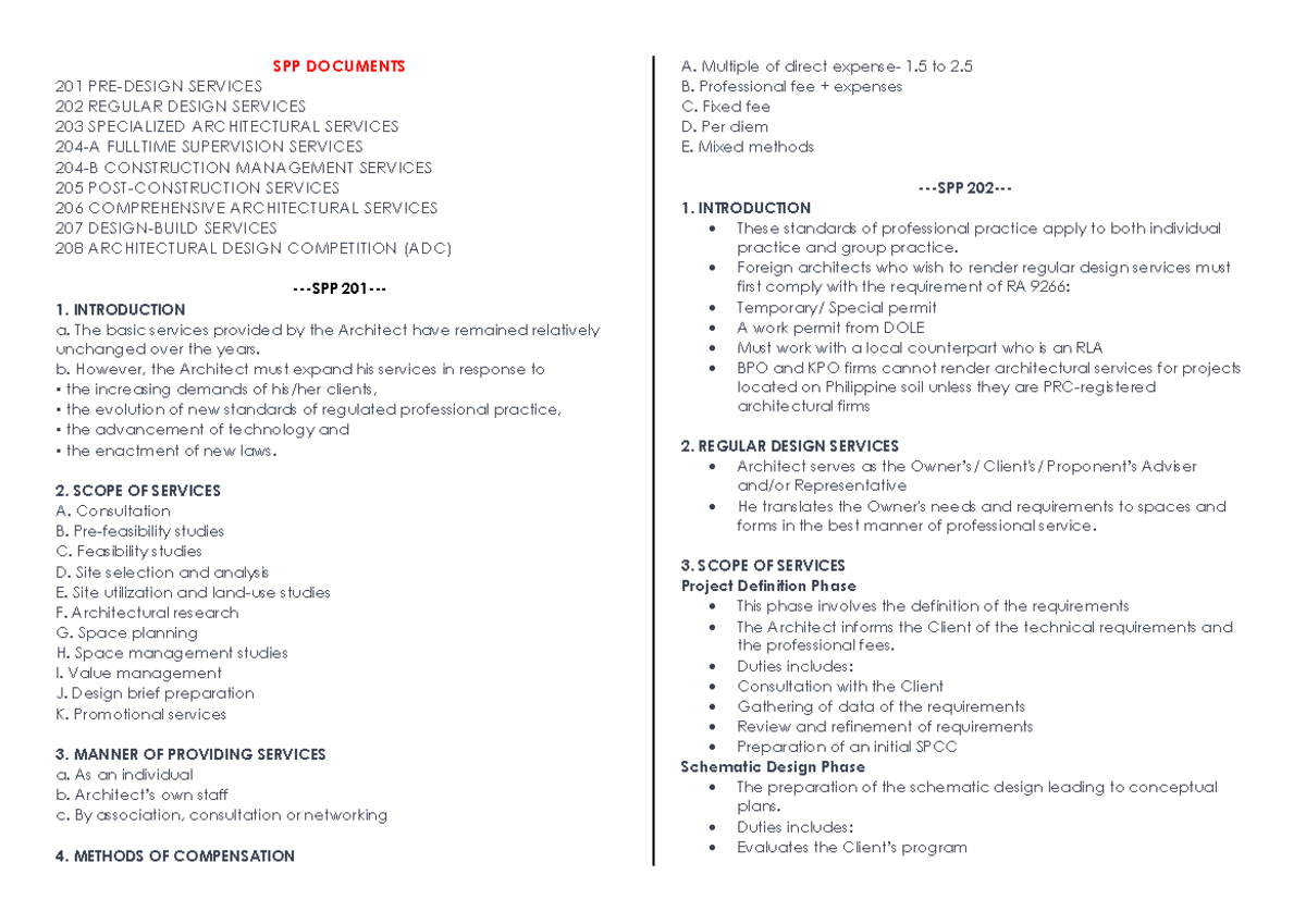Spp-documents - ..... - SPP DOCUMENTS 201 PRE-DESIGN SERVICES 202 ...