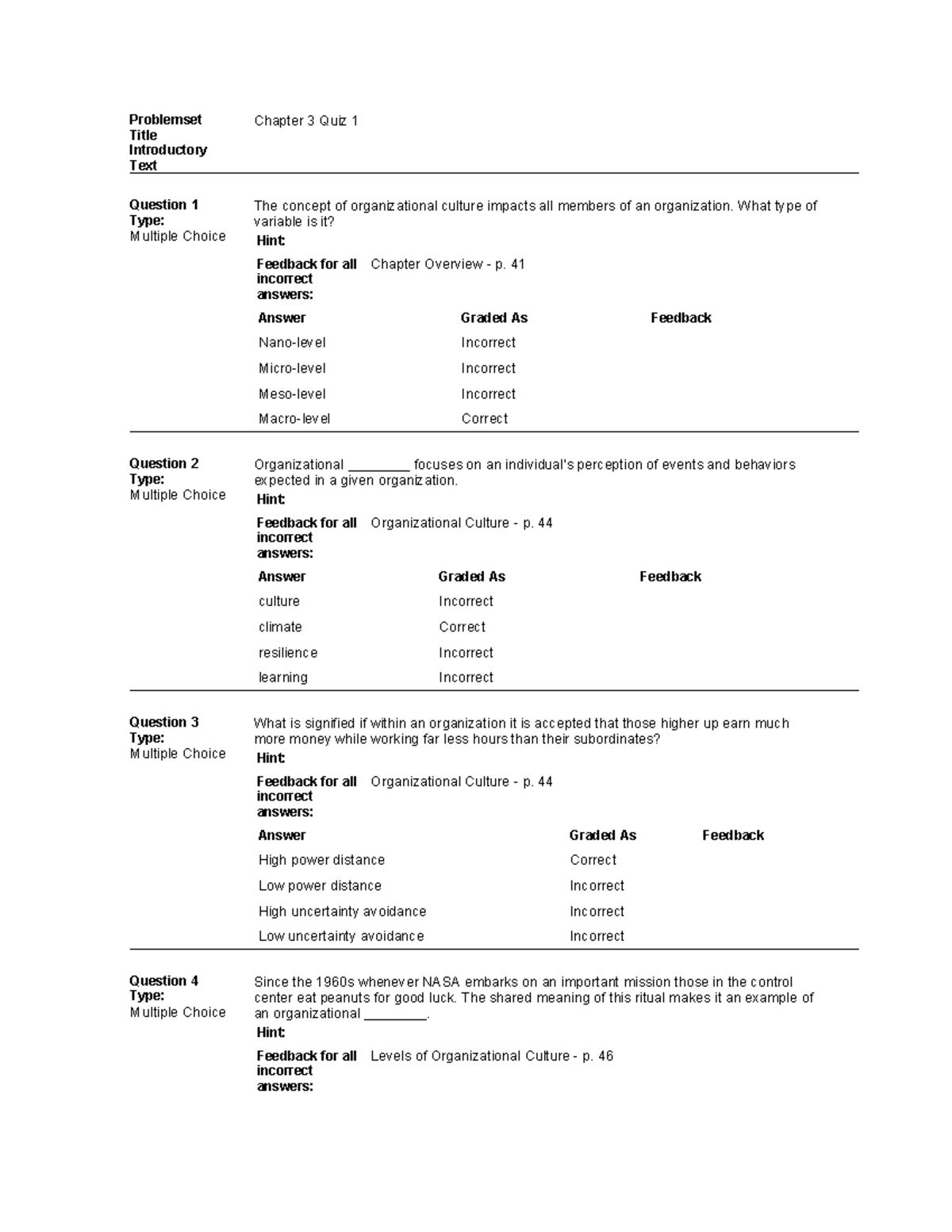 Chapter 3 Quiz 1 - Problemset Title Chapter 3 Quiz 1 Introductory Text Question 1 Type: Multiple ...