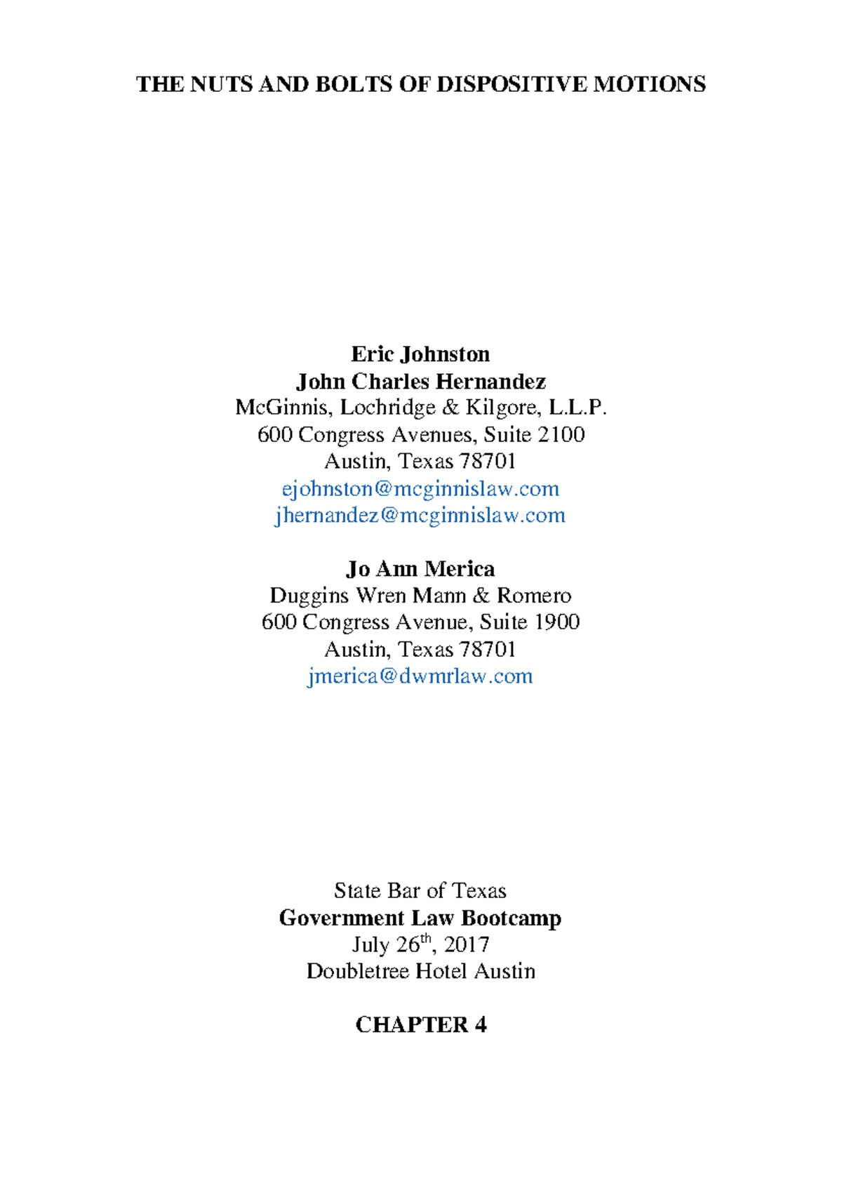 Hernandez - 2017 - THE NUTS AND Bolts OF Dispositive Motions Eric ...