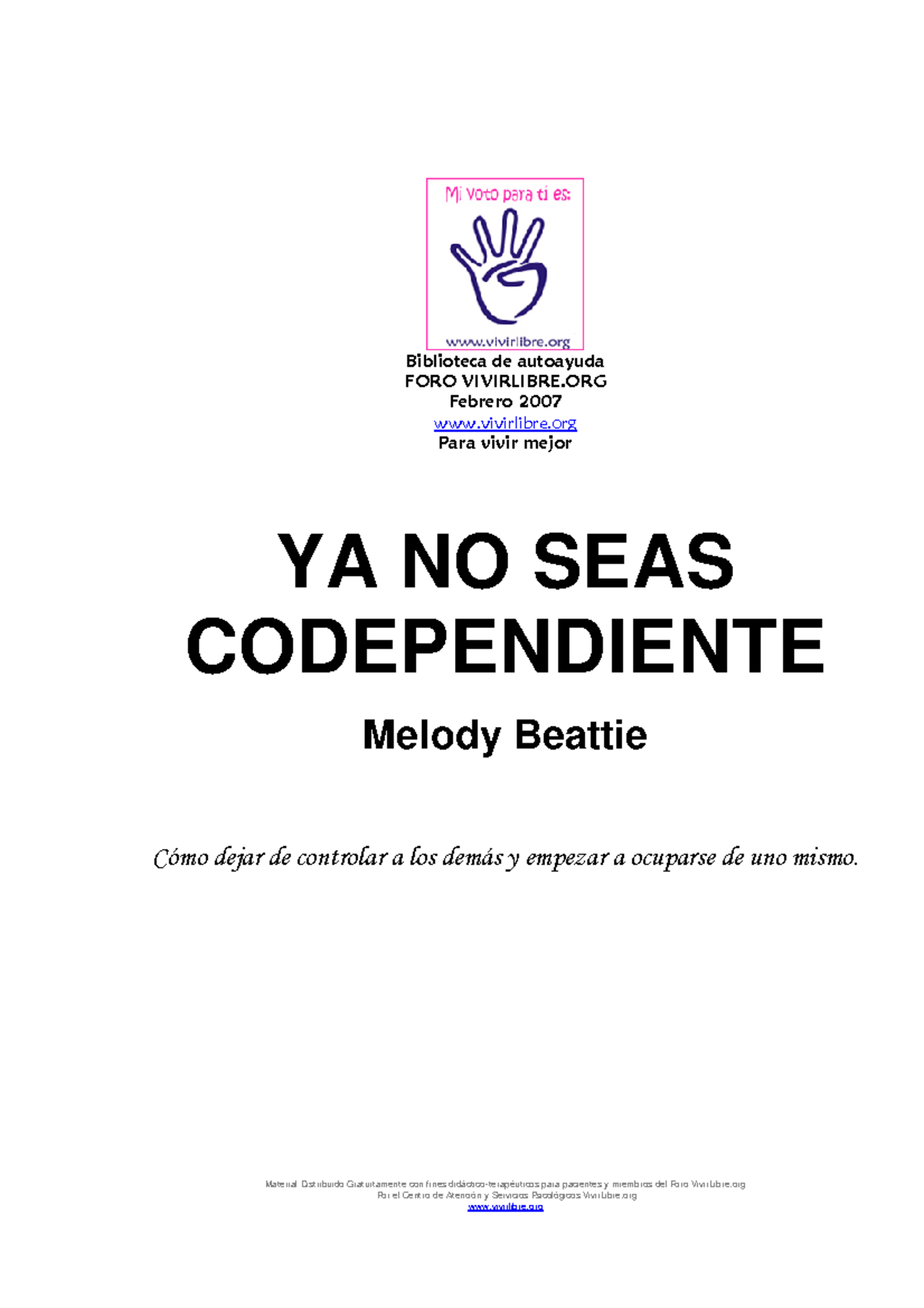 YA NO SEAS Codependiente - Material Distribuido Gratuitamente con fines ...