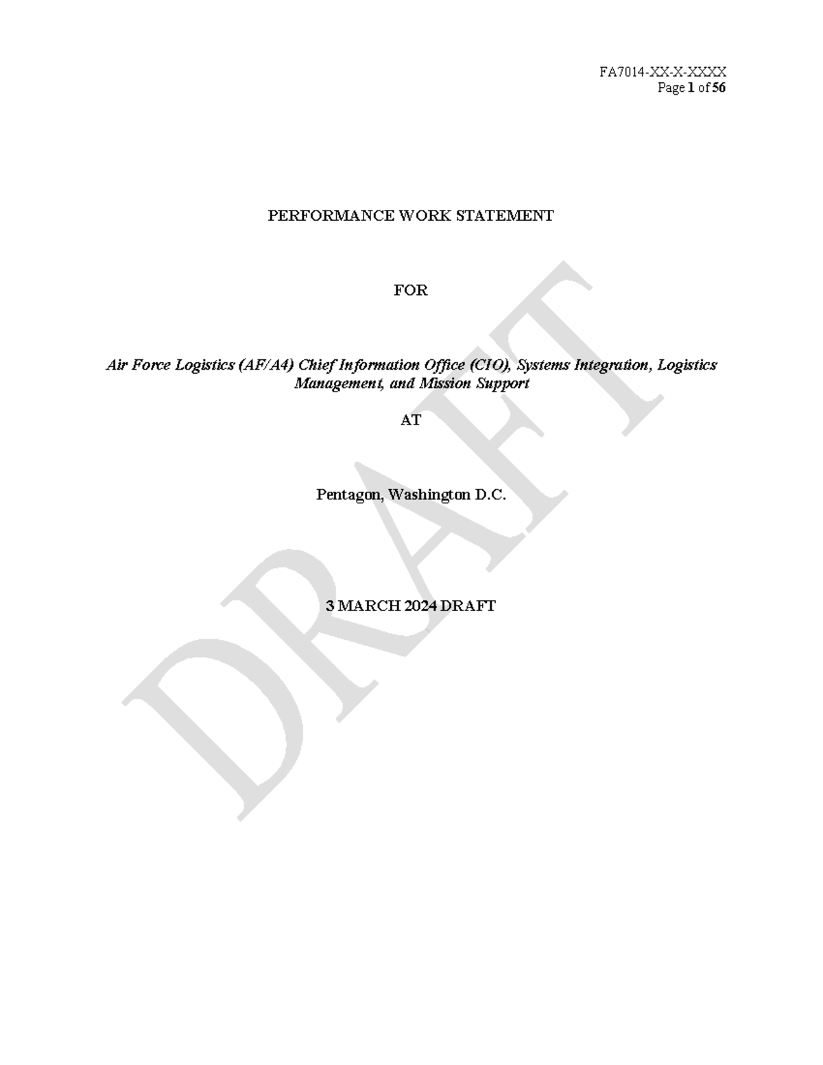 PWS Statement of work - Page 1 of 56 PERFORMANCE WORK STATEMENT FOR Air ...