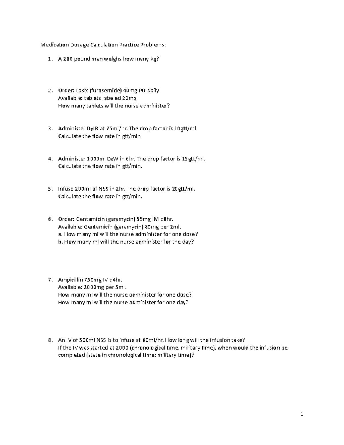 worksheetcorrespondingtopowerpoint-medication-dosage-calculation
