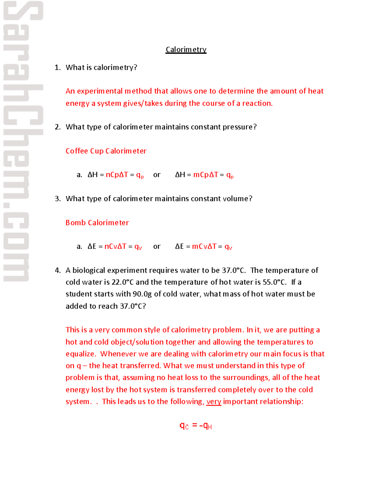 Calorimetry - Solutions Manual - Calorimetry What is calorimetry? An ...