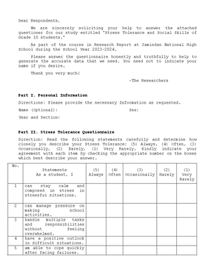 Survey Questionnaire for Research - College of Management SURVEY ...