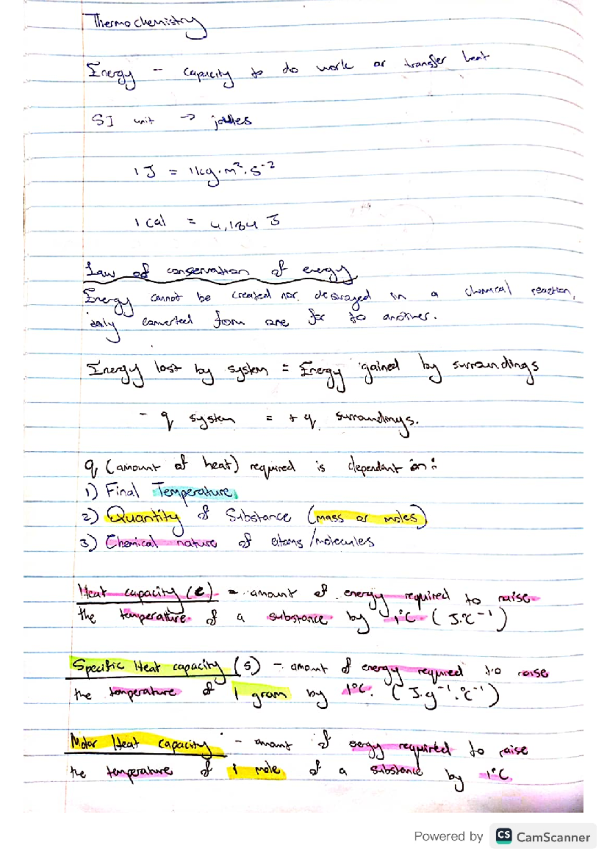 Chem 120 Thermochemistry notes - Thermo chemistry Energy Capacity to do ...