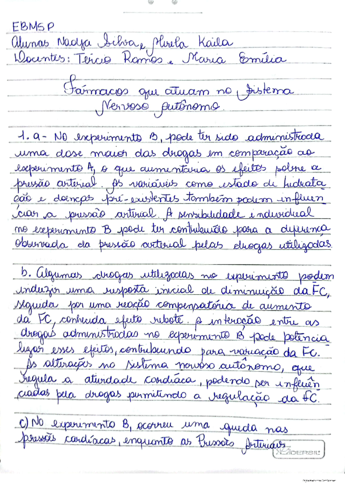 Fármaco que atuam no sistema nervoso autônomo - Nadja Silva e Mirela ...