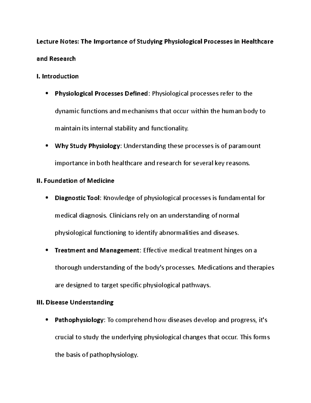 The Importance of Studying Physiological Processes in Healthcare and ...