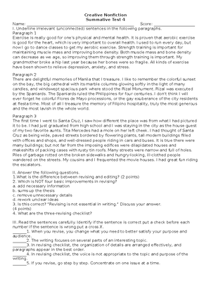 Week 2 Worksheet for the subject Creative Nonfiction for Grade 12 HUMSS ...