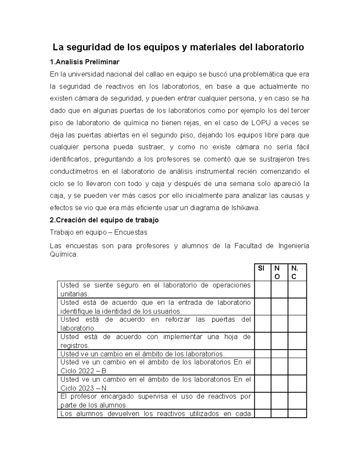 La seguridad de los equipos y materiales del laboratorio 11111 - 2ón ...