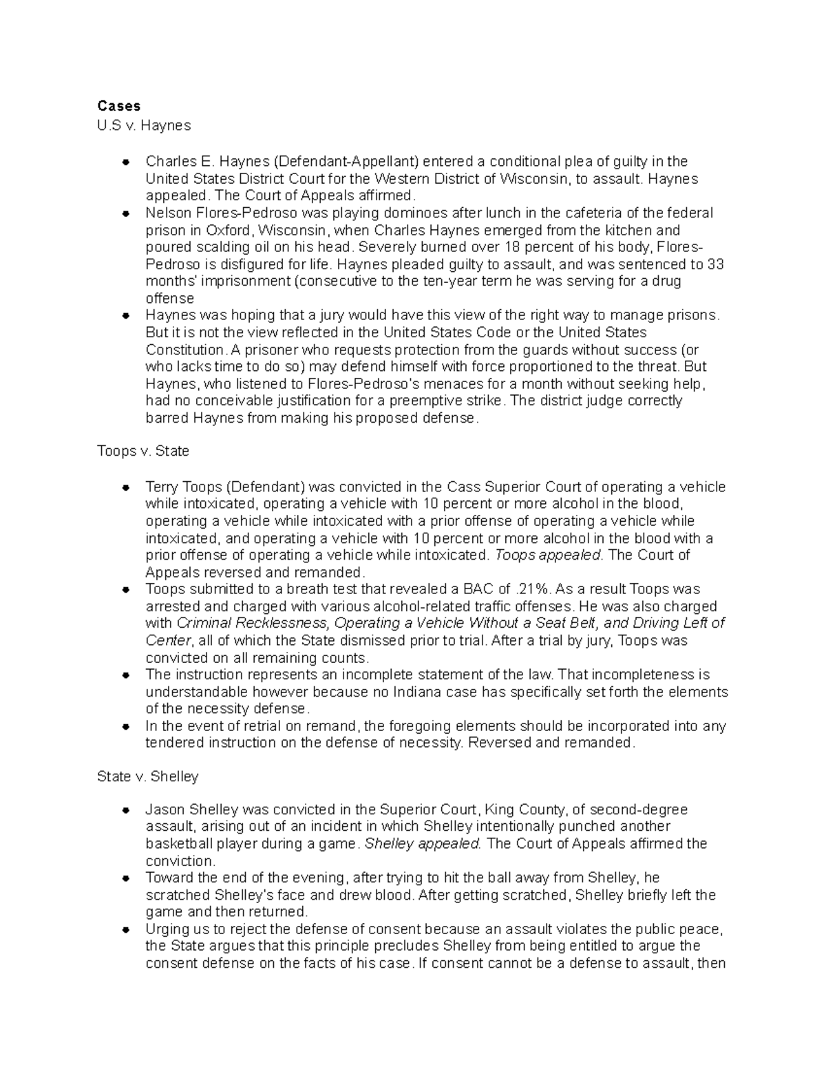 Chapter Five - CJ321 - Cases U v. Haynes Charles E. Haynes (Defendant ...