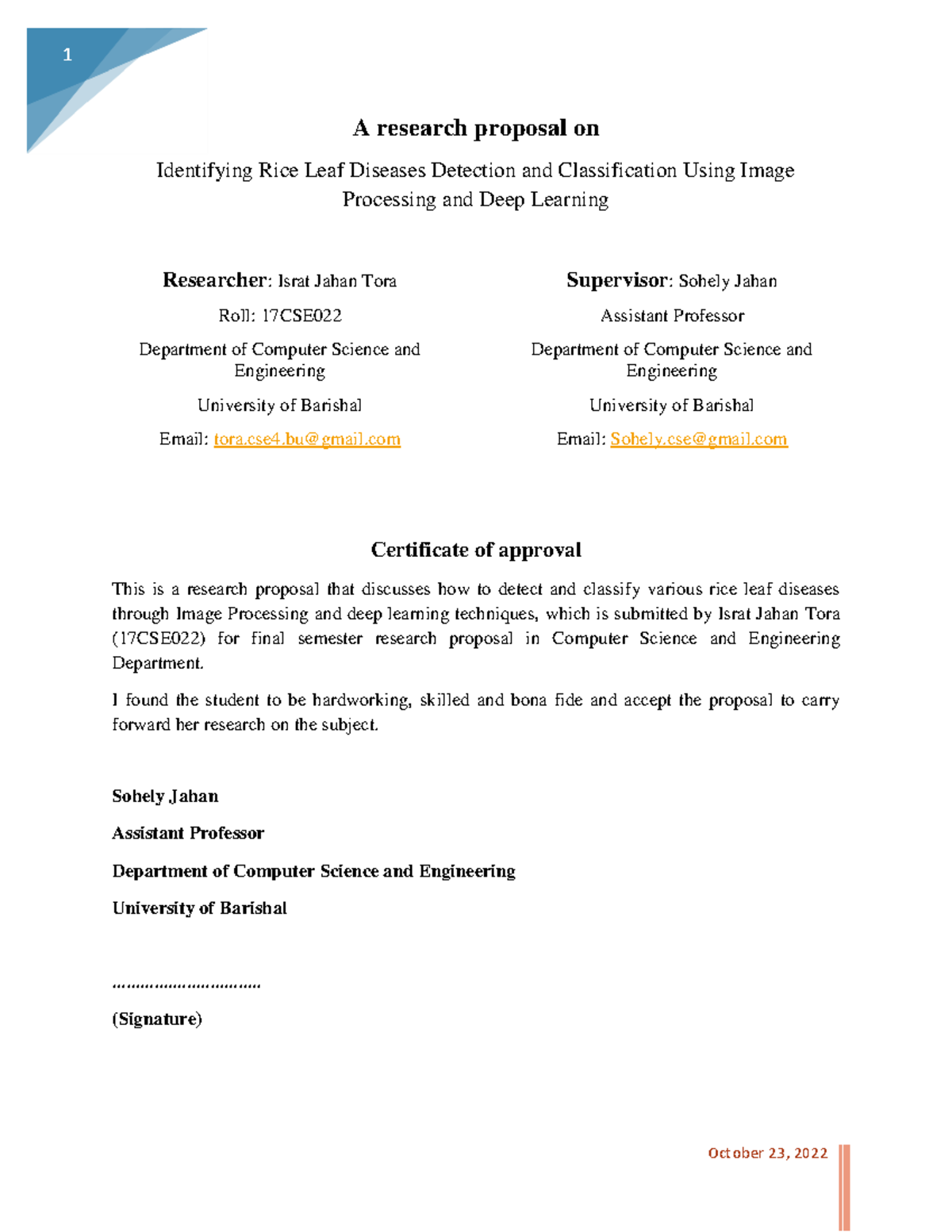 Proposal - A research proposal on Identifying Rice Leaf Diseases ...