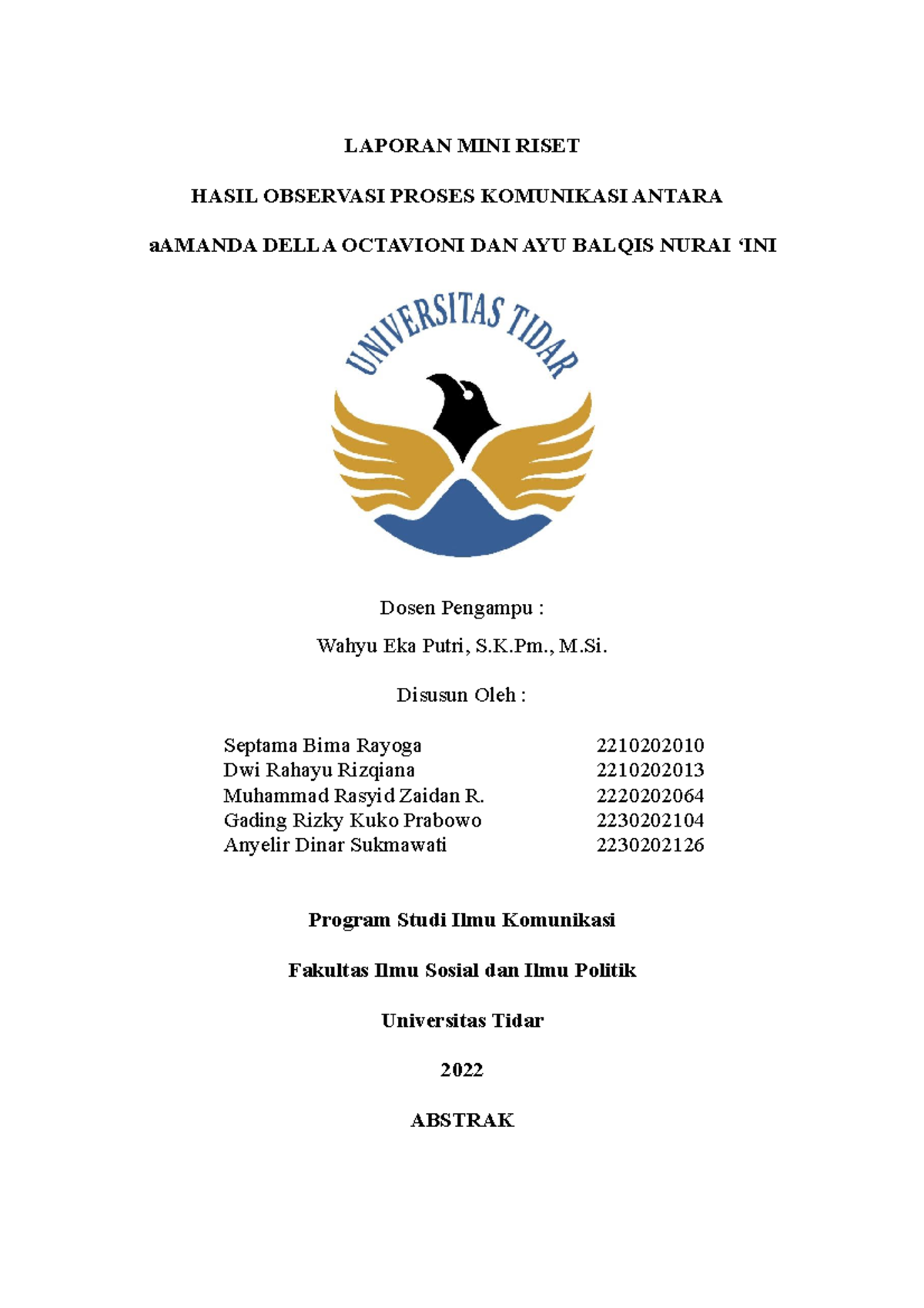 MINI Riset KEL 6 - coba - LAPORAN MINI RISET HASIL OBSERVASI PROSES ...