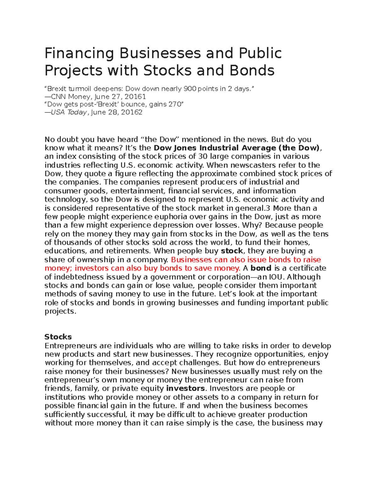 Prelim Activity 1 Financing Businesses - Financing Businesses and ...