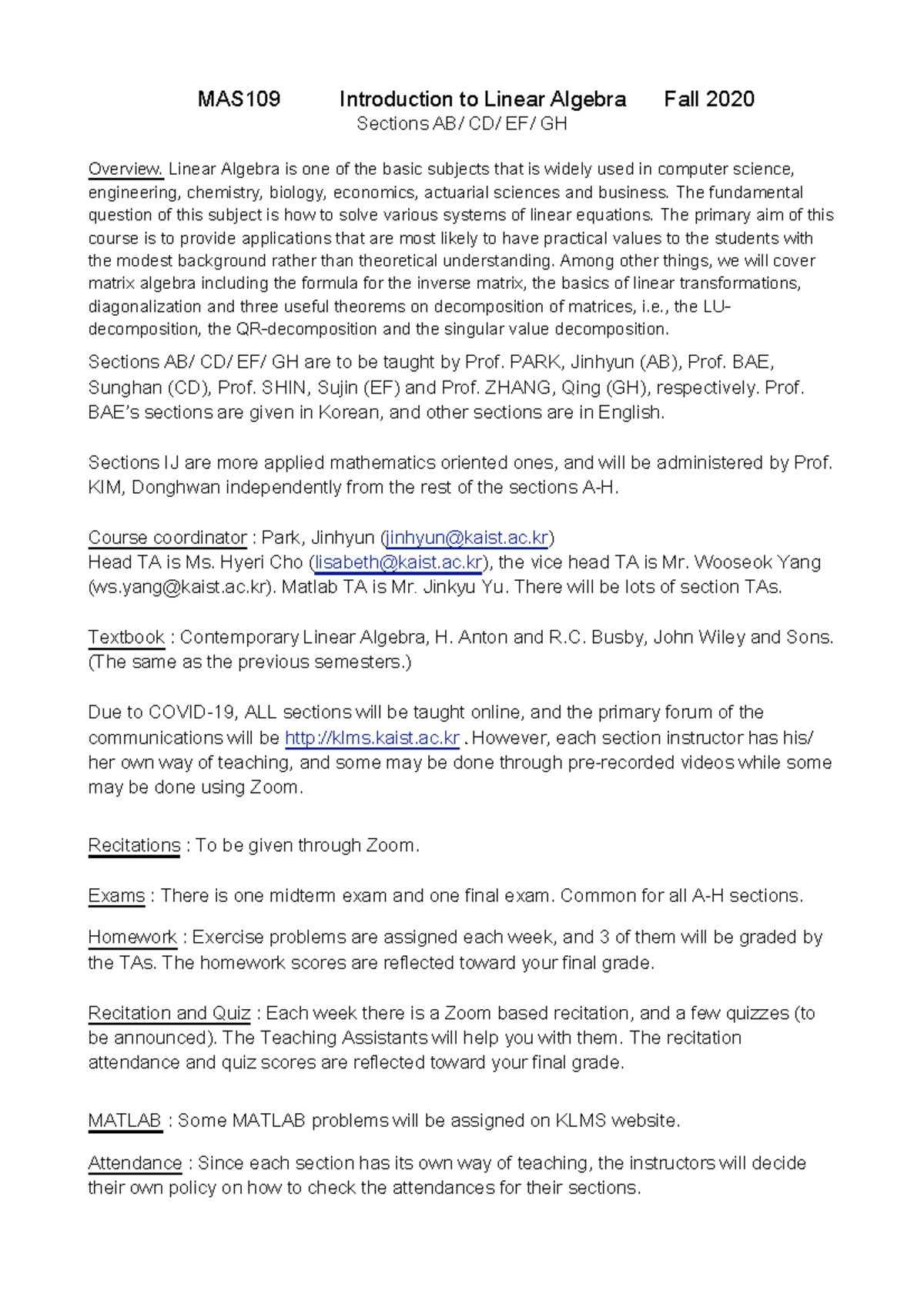 2020F MAS109(AH) syllabus - MAS109 Introduction Sections AB/ CD / EF ...