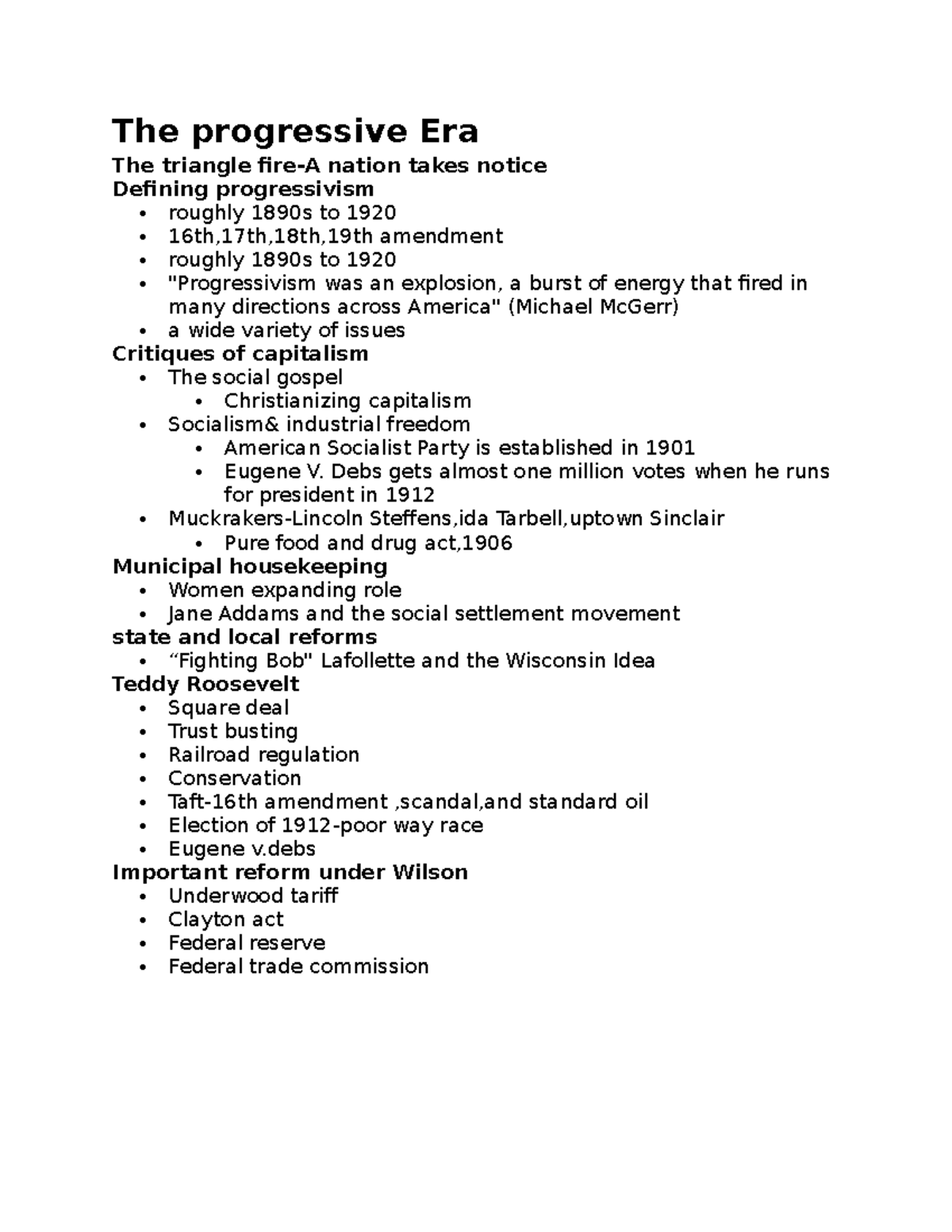 The progressive Era - Melanie - The progressive Era The triangle fire-A ...