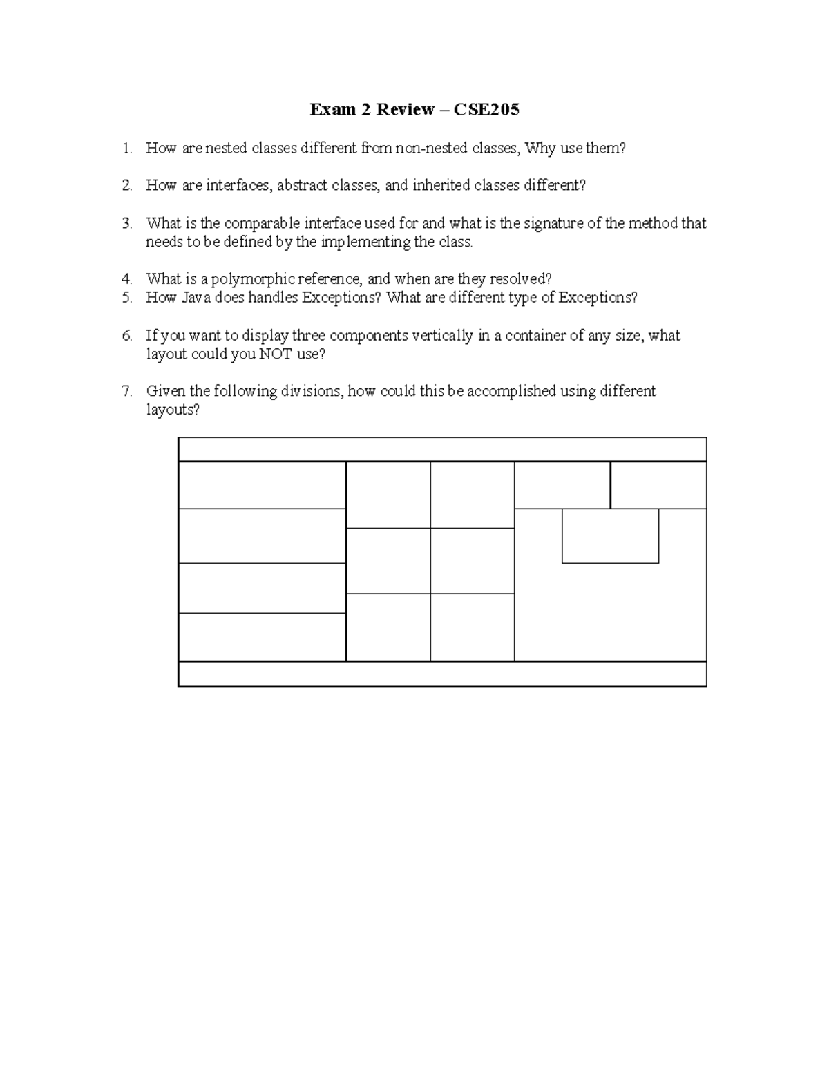 Exam2review Questions Exam 2 Review Cse How Are Nested Classes Different From Non Nested