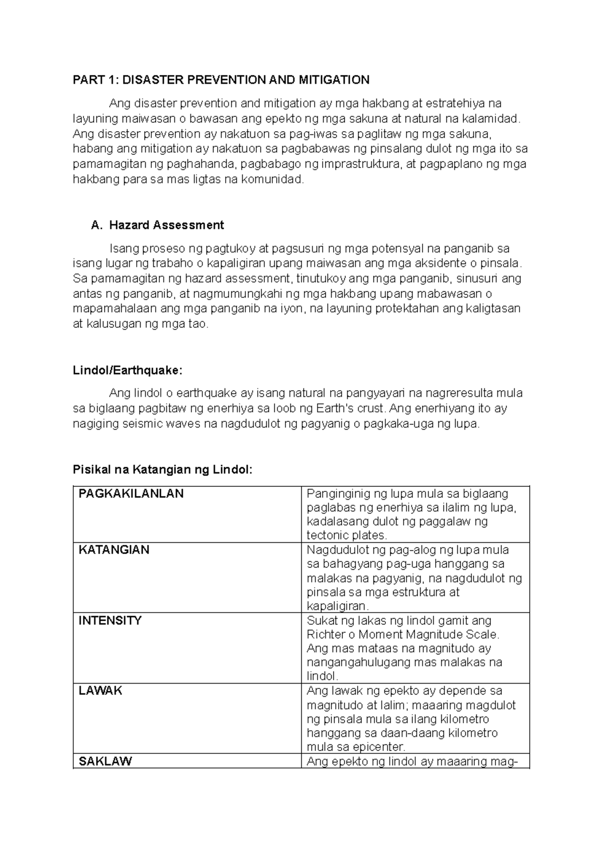 SCIENCE 8 QUARTER 2 - PART 1: DISASTER PREVENTION AND MITIGATION Ang ...